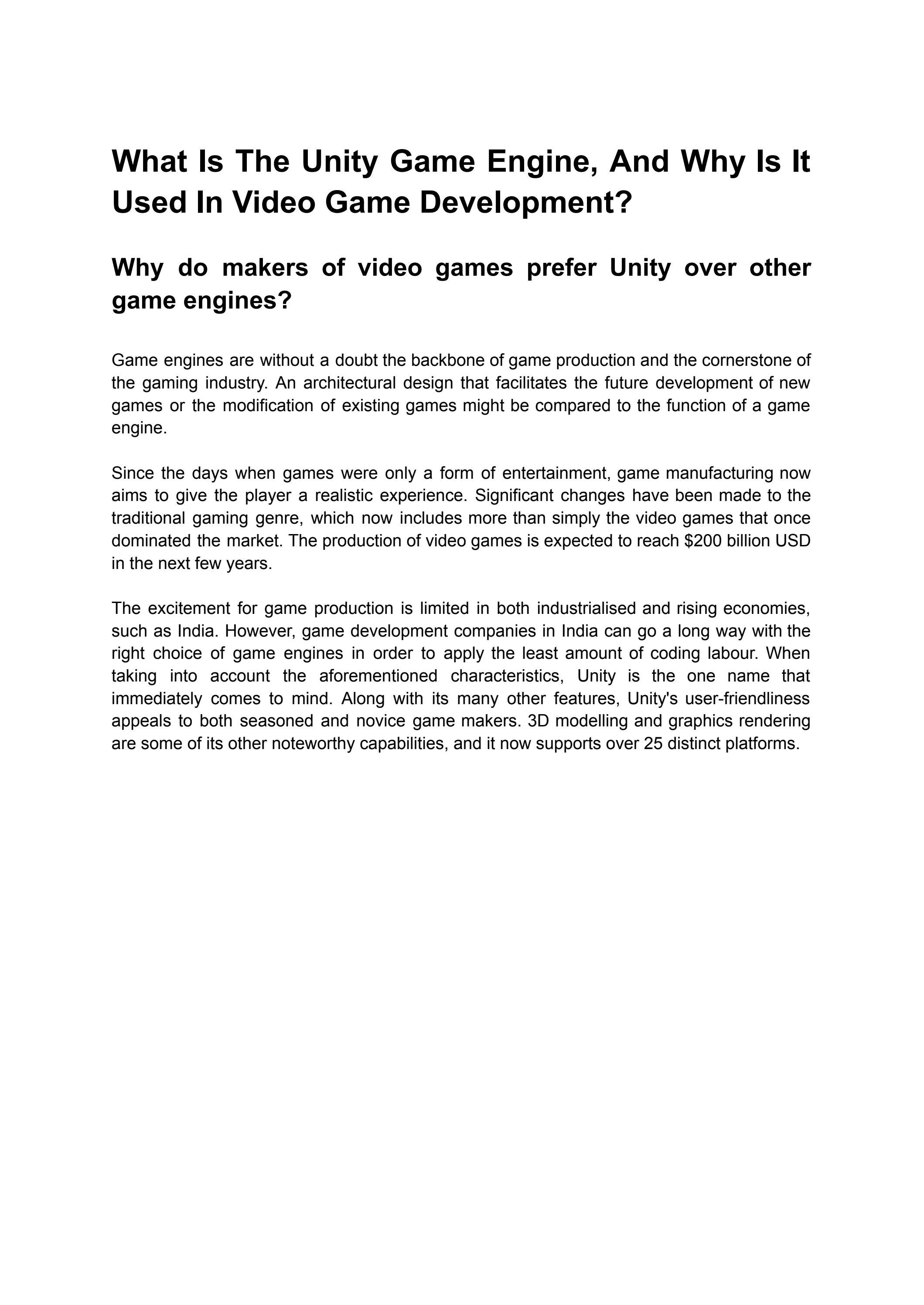 What Is The Unity Game Engine, And Why Is It Used In Video Game ...