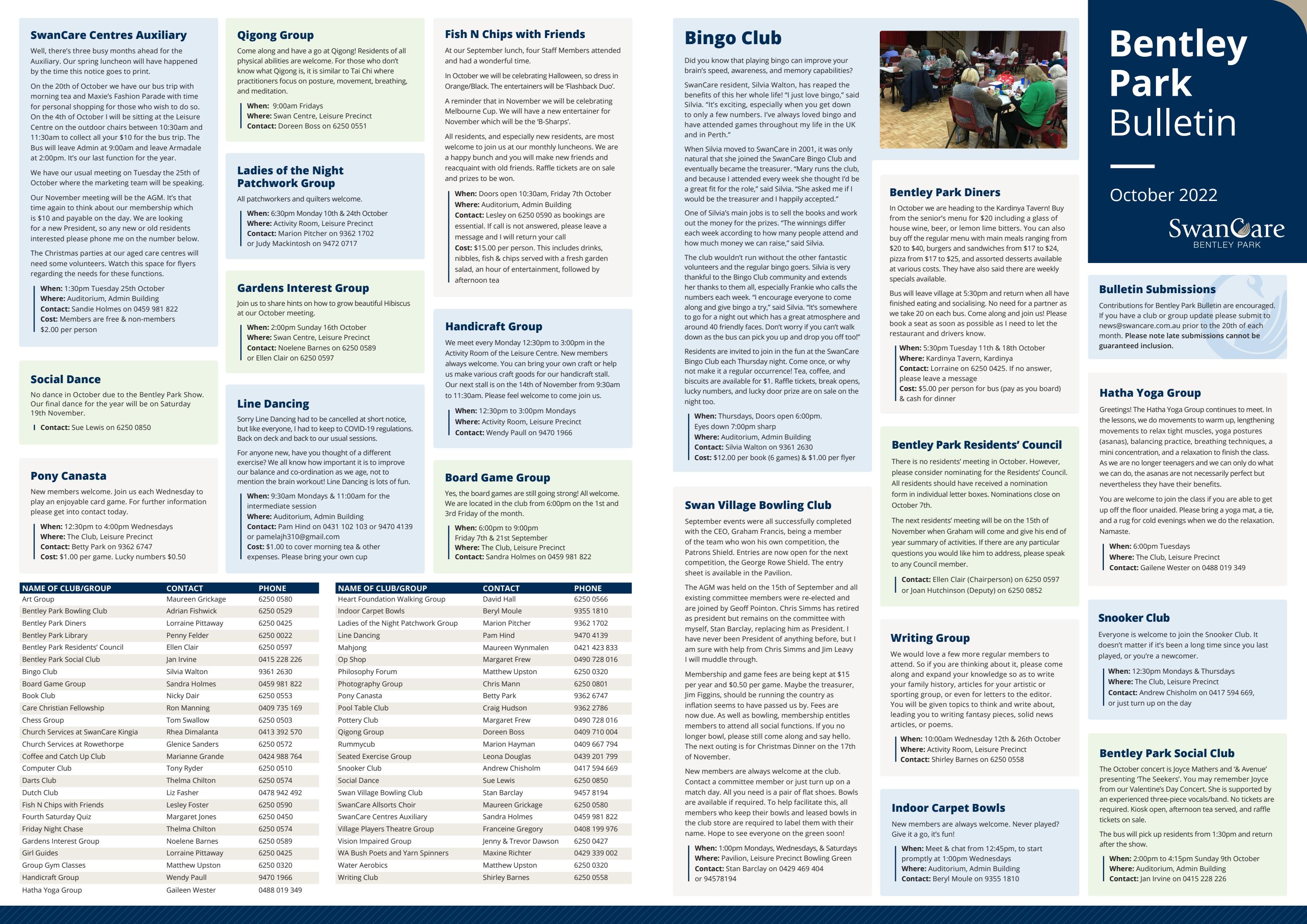 Bentley Park Bulletin - October 2022 by SwanCare - Issuu