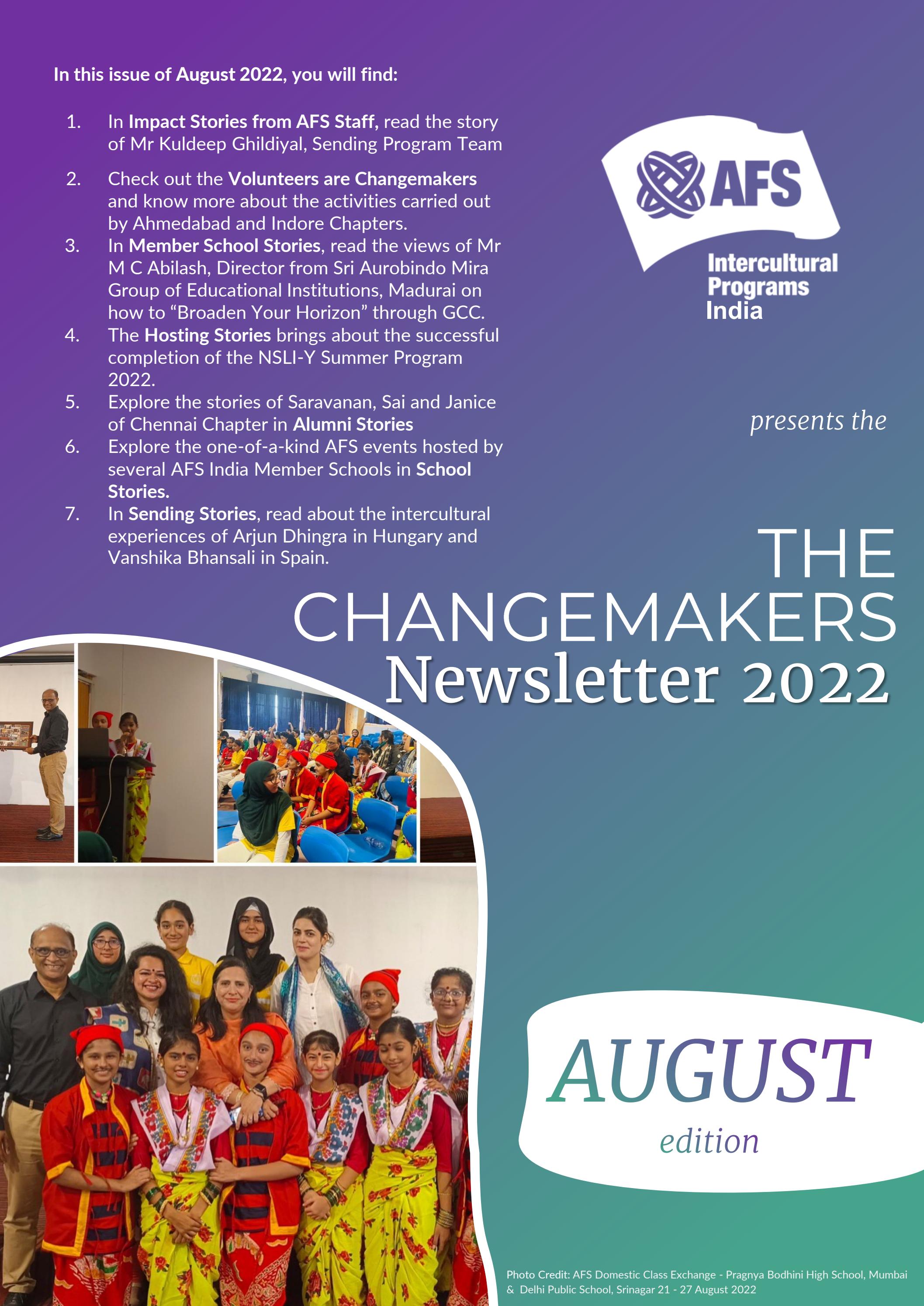 AFS IND Newsletter | August 2022 by AFS Intercultural Programs India ...