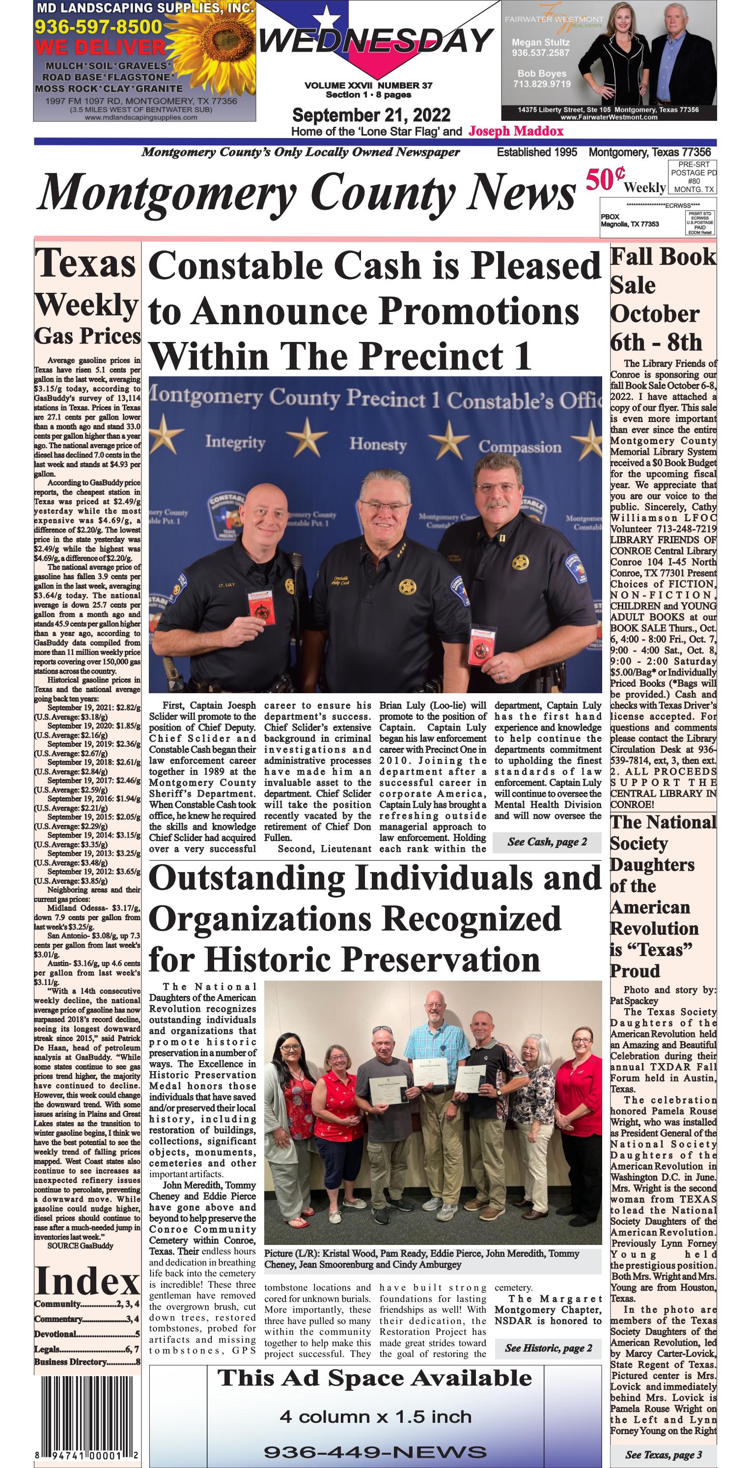 Montgomery County News, September 21, 2022 by Monte West - Issuu