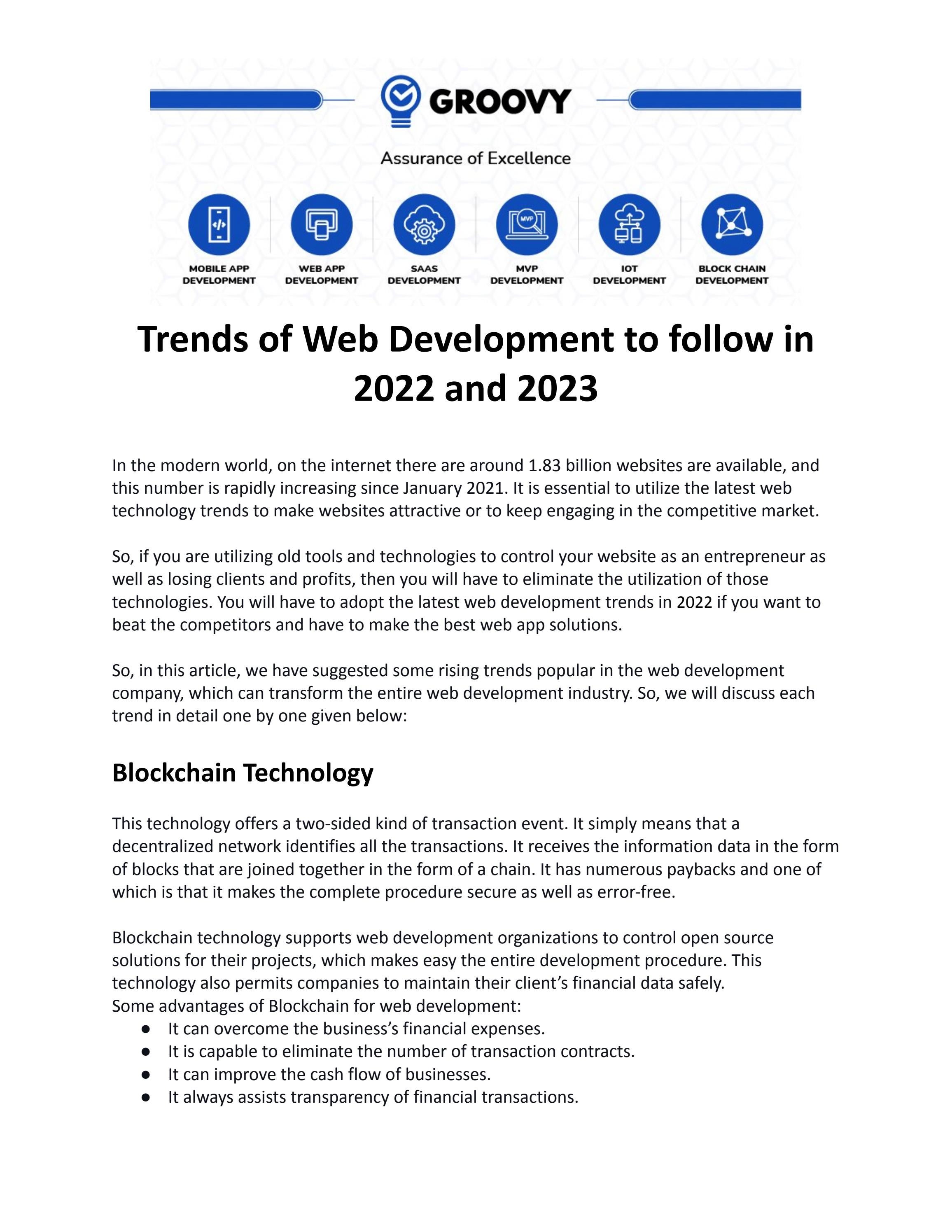 Trends of Web Development to follow in 2022 and 2023 by Groovy Web - Issuu