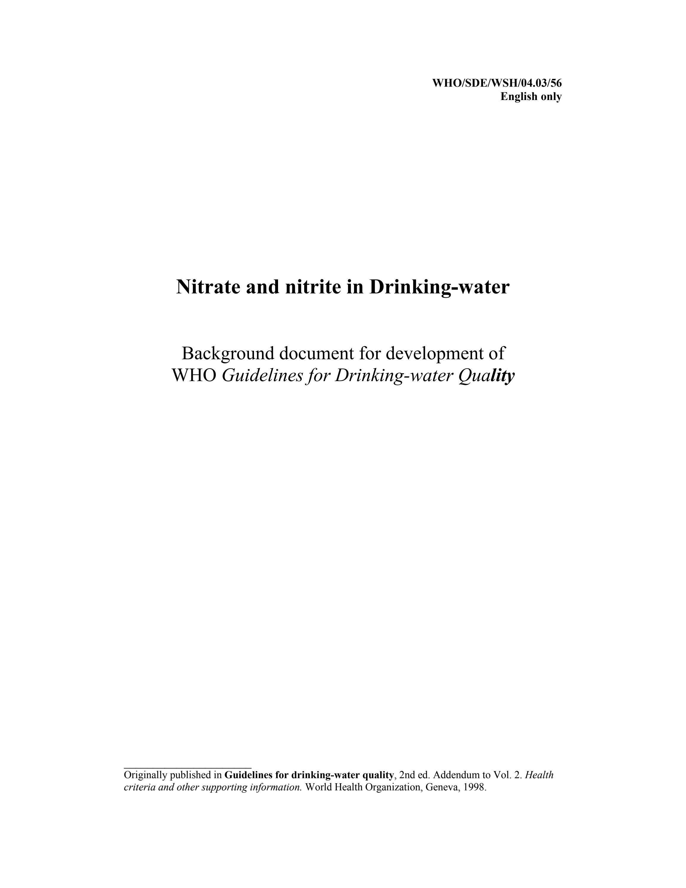 Nitrate And Nitrite In Drinking Water By Rsantamariacastel Issuu