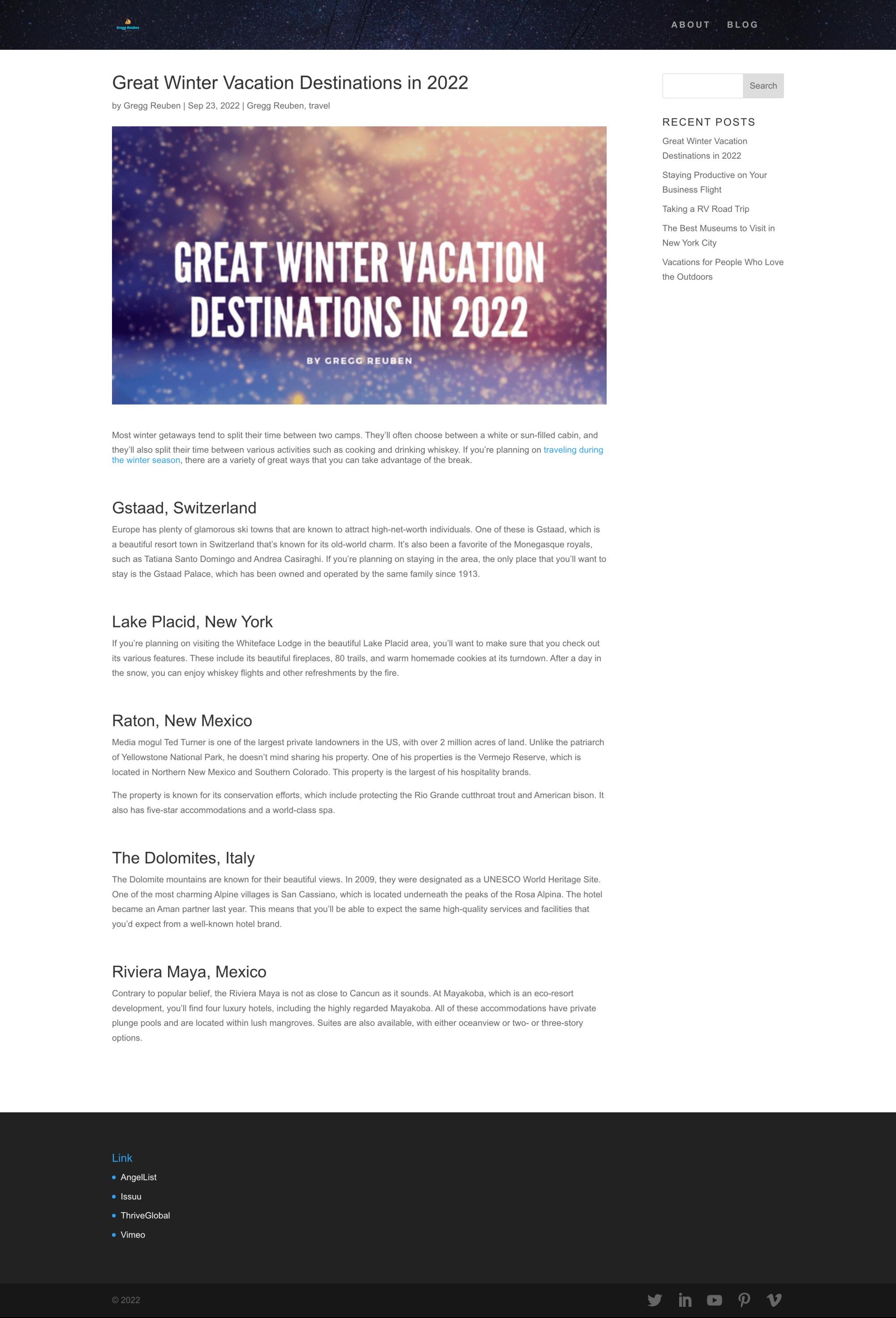 Great Winter Vacation Destinations in 2022 by Gregg Reuben - Issuu