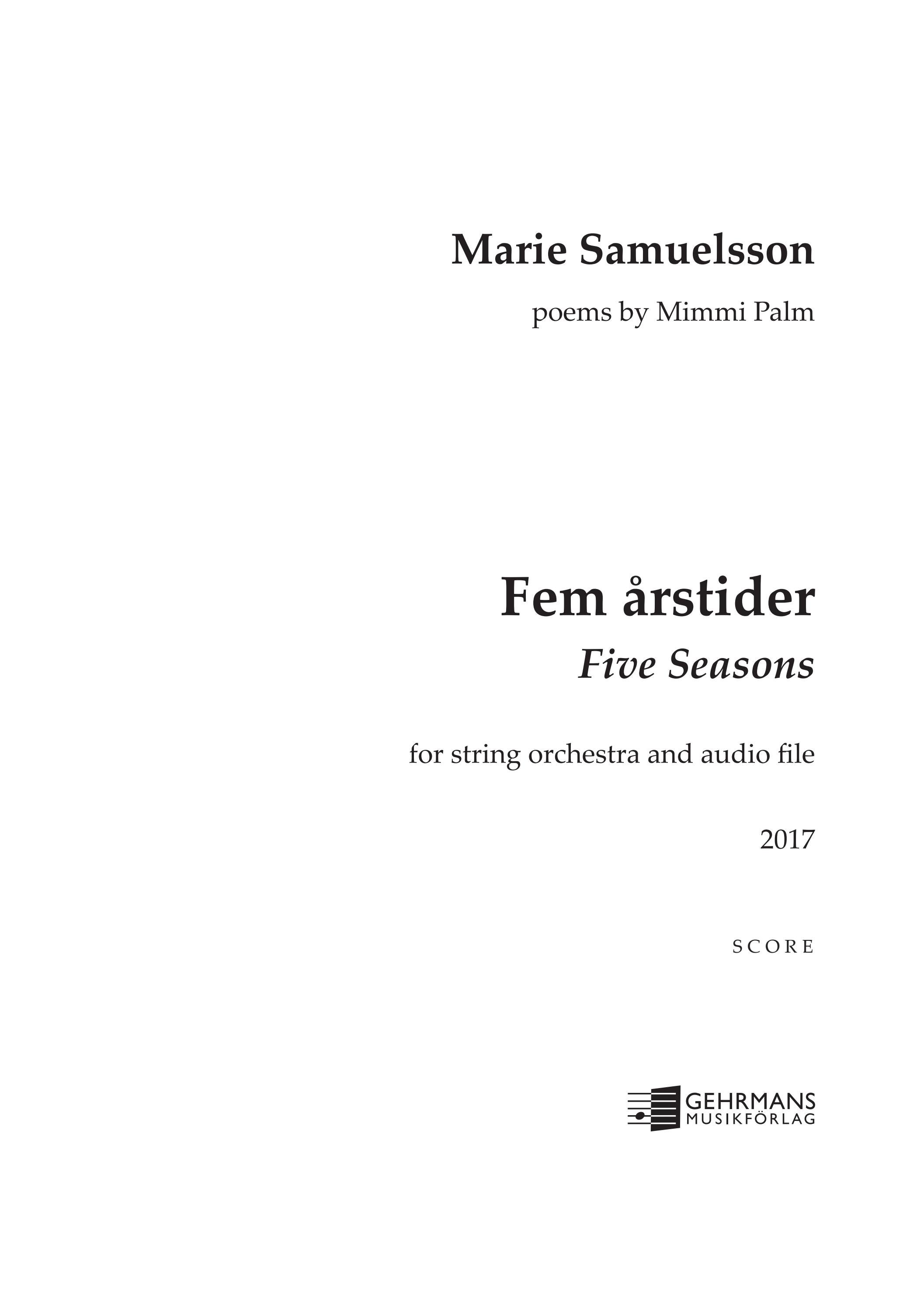 Marie Samuelsson – Five by Gehrmans Musikförlag - Issuu