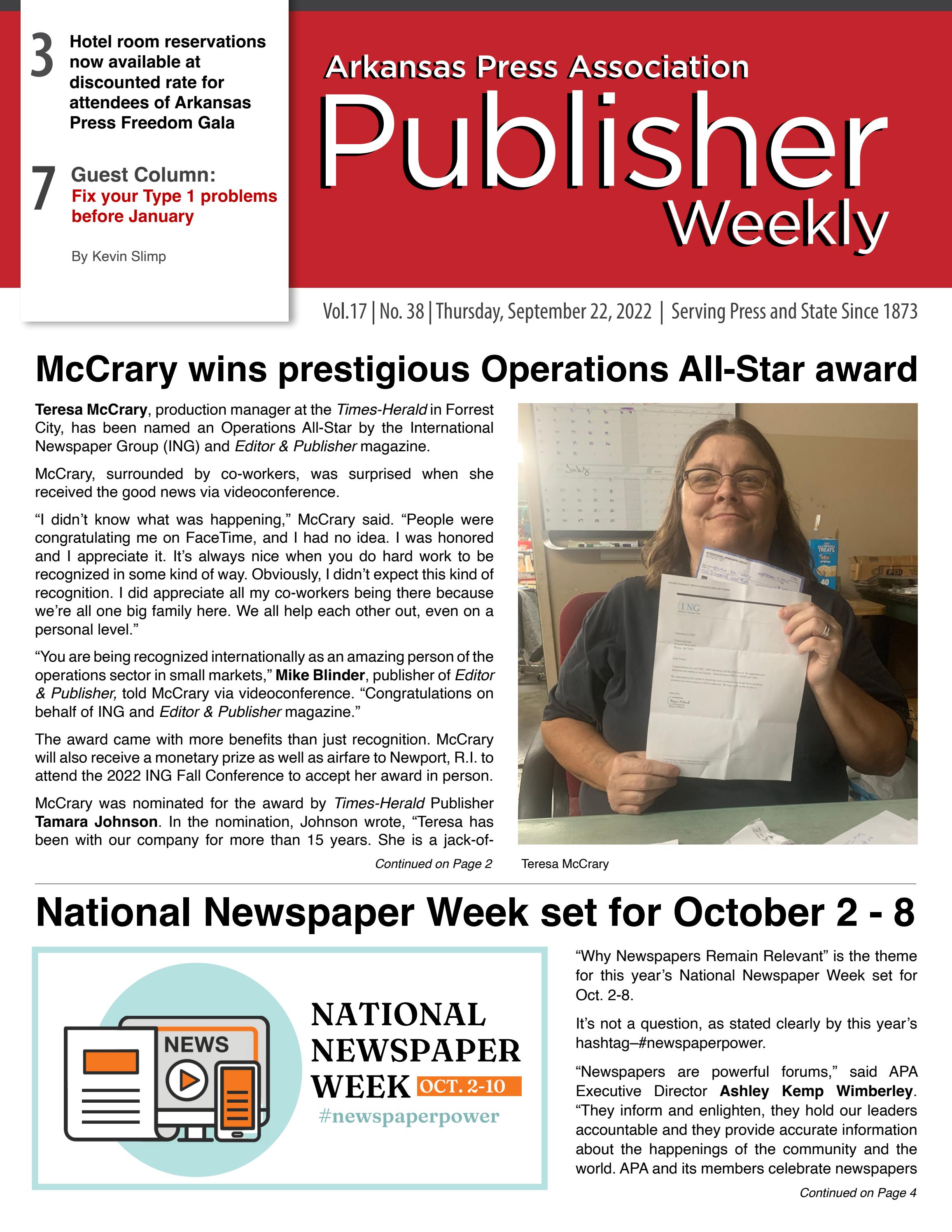 Arkansas Publisher Weekly: September 22, 2022 by Arkansas Press ...