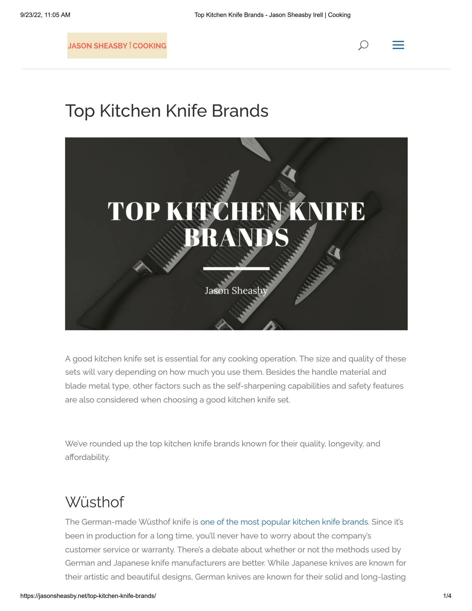 Jason Sheasby on Top Kitchen Knife Brands by Jason Sheasby - Issuu