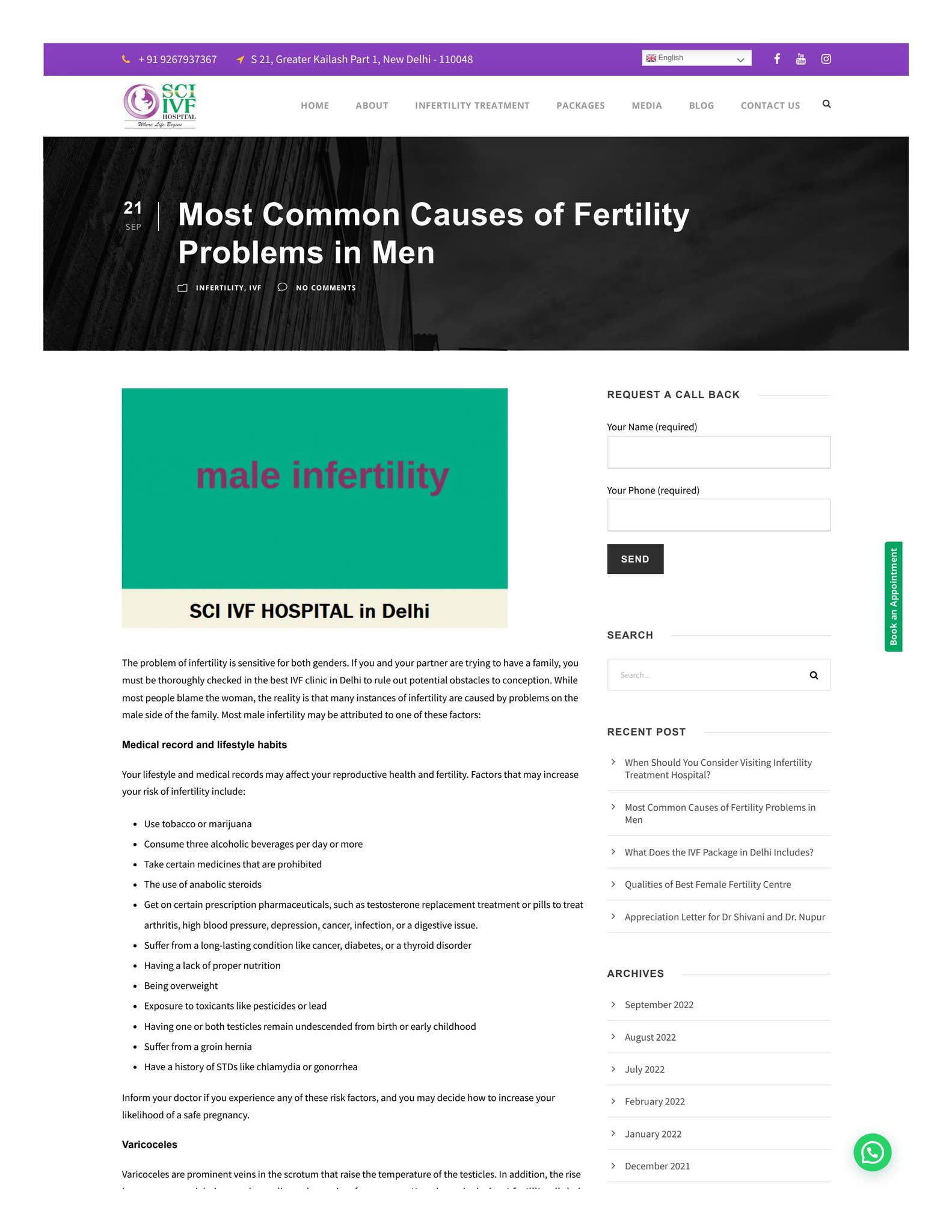 Most Common Causes of Fertility Problem in Men by SCI IVF Hospital - Issuu