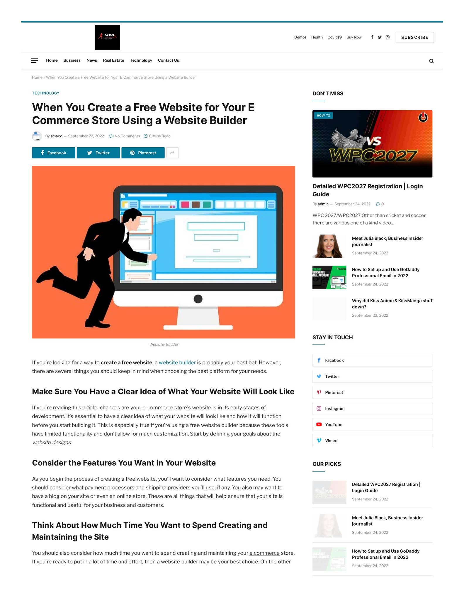 When You Create a Free Website for Your E Commerce Store Using a ...