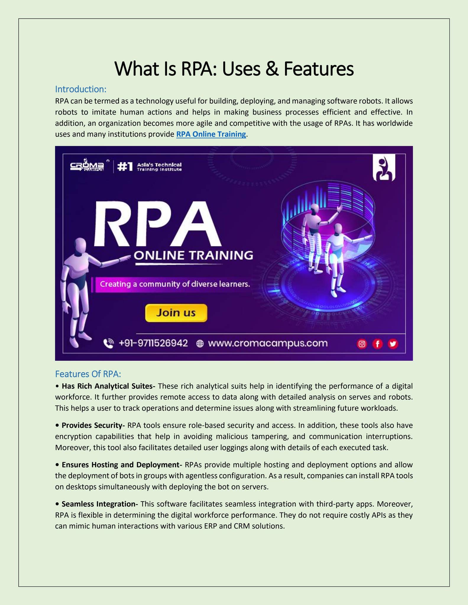 What Is RPA: Uses & Features by cromacampuseducation - Issuu