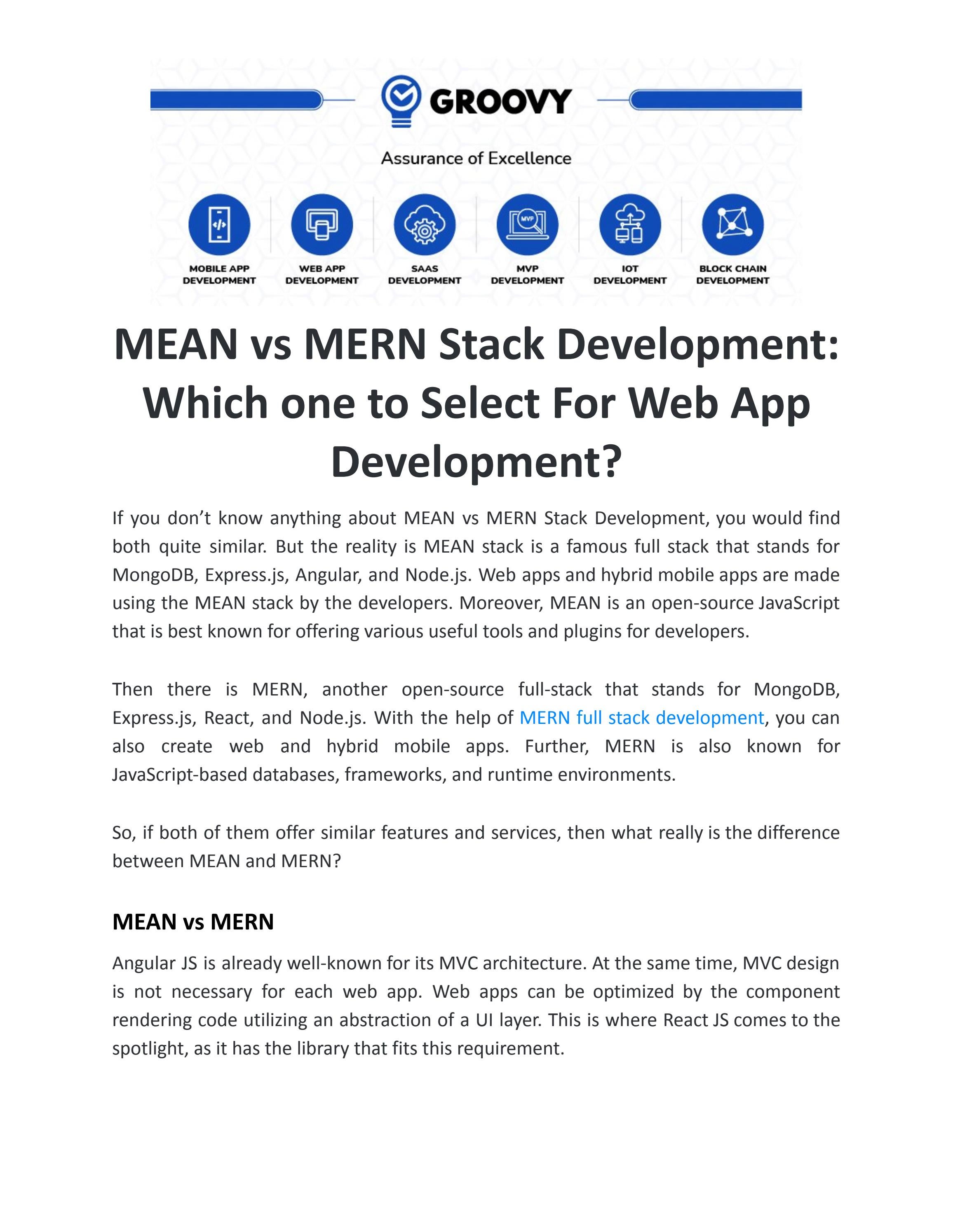 MEAN vs MERN Stack Development: Which one to Select For Web App ...