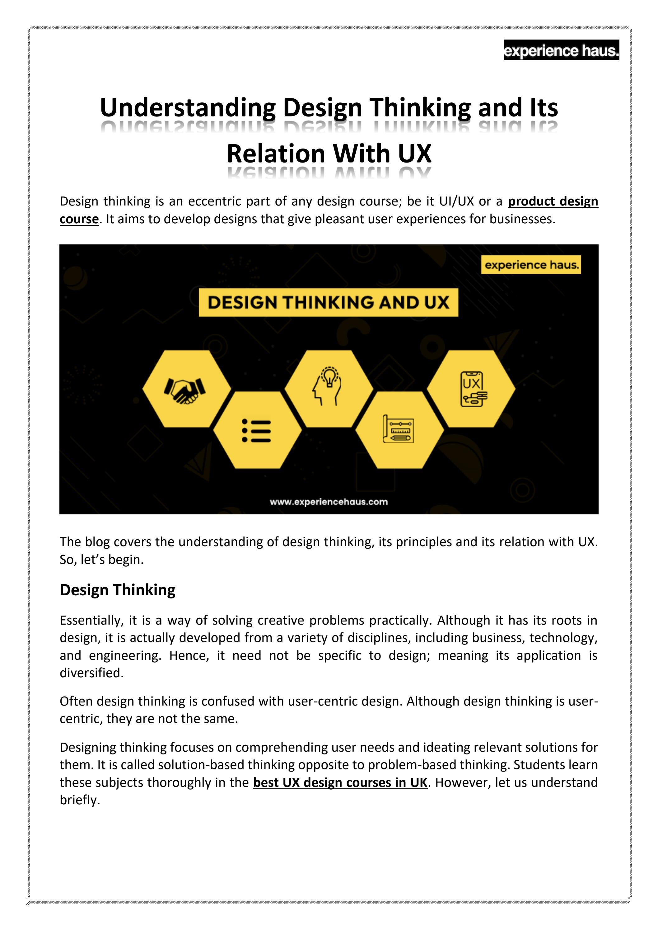 All About Design Thinking and Relation with UX by experiencehaus - Issuu