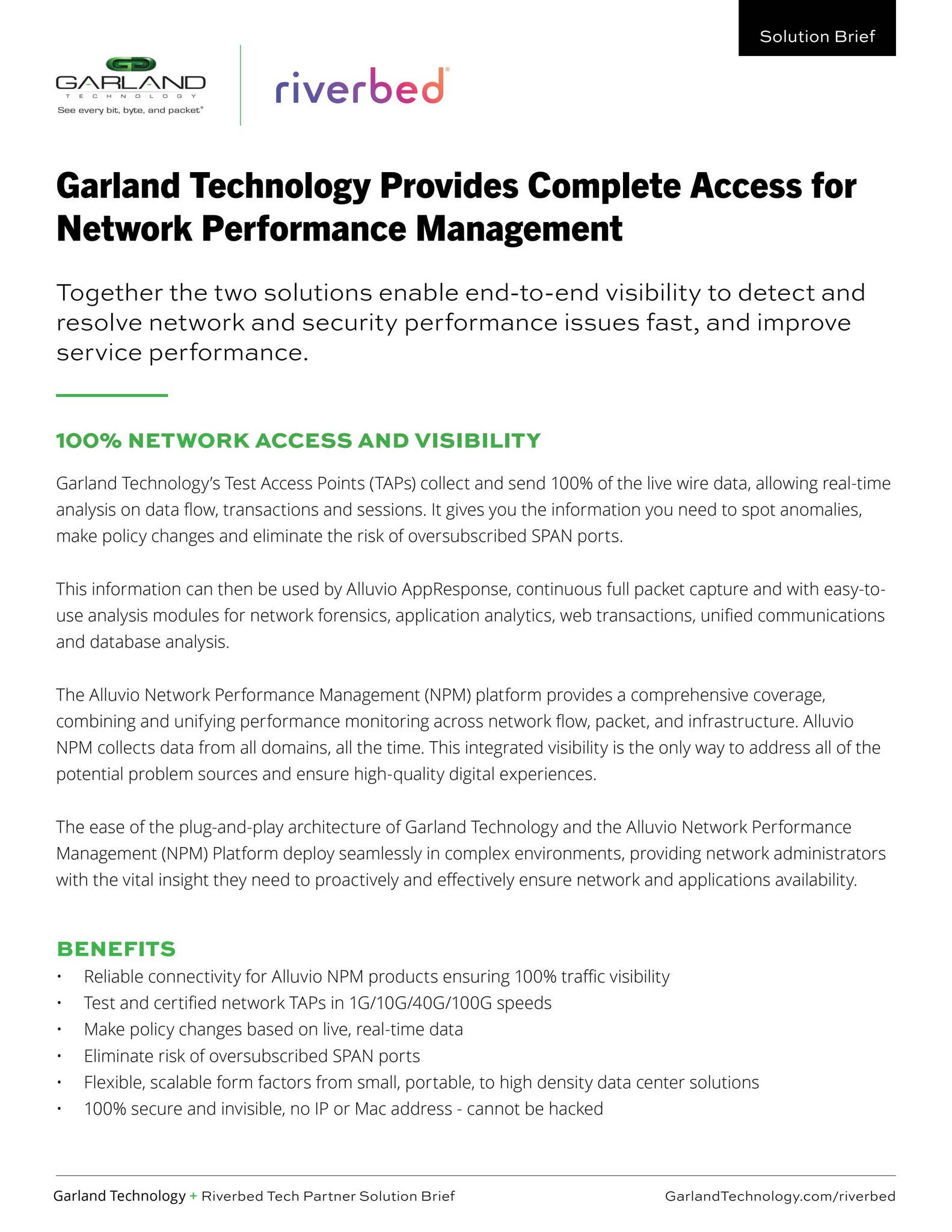 Garland Technology and Reiverbed Joint Solution Brief by Garland ...
