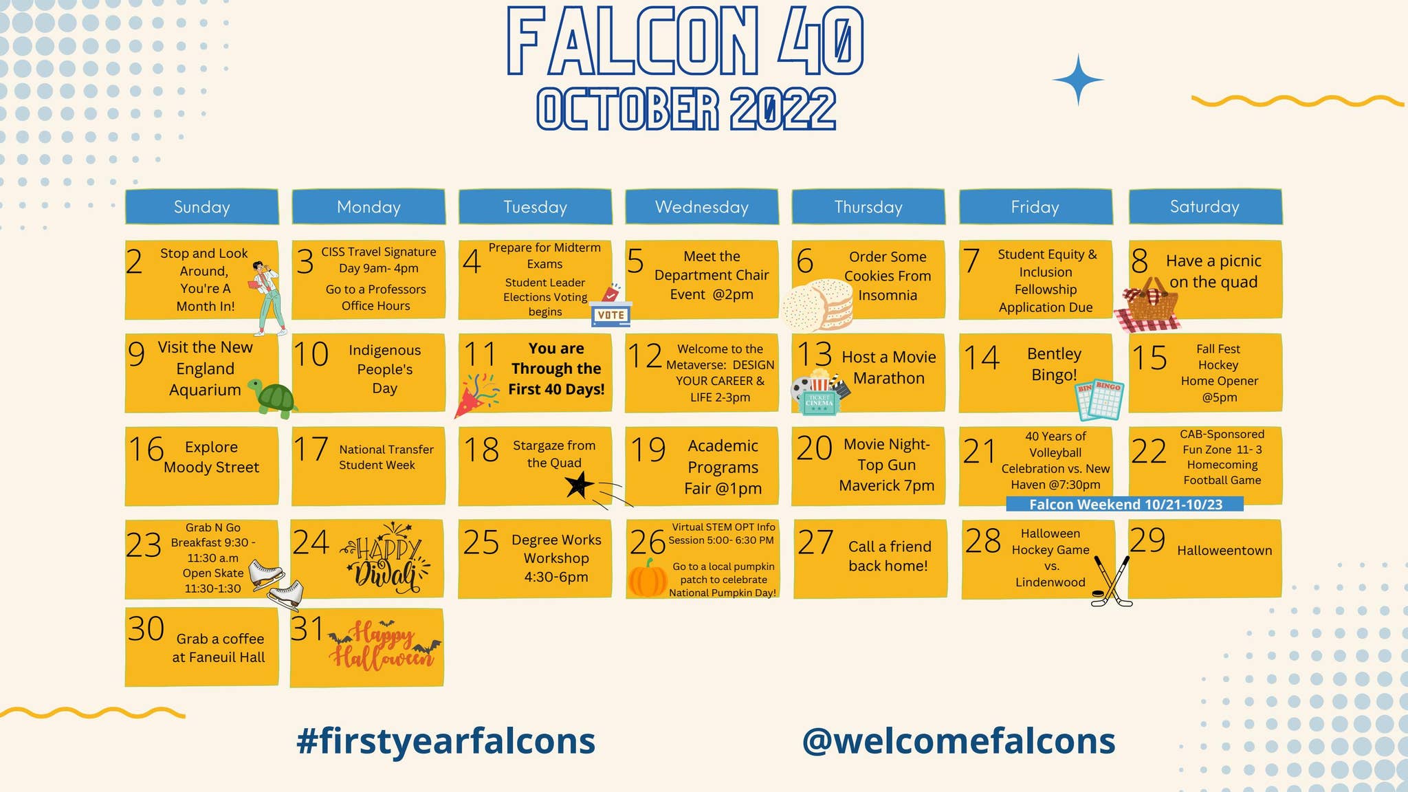 Falcon 40 Calendar- October 2022 by Bentley University New Student ...