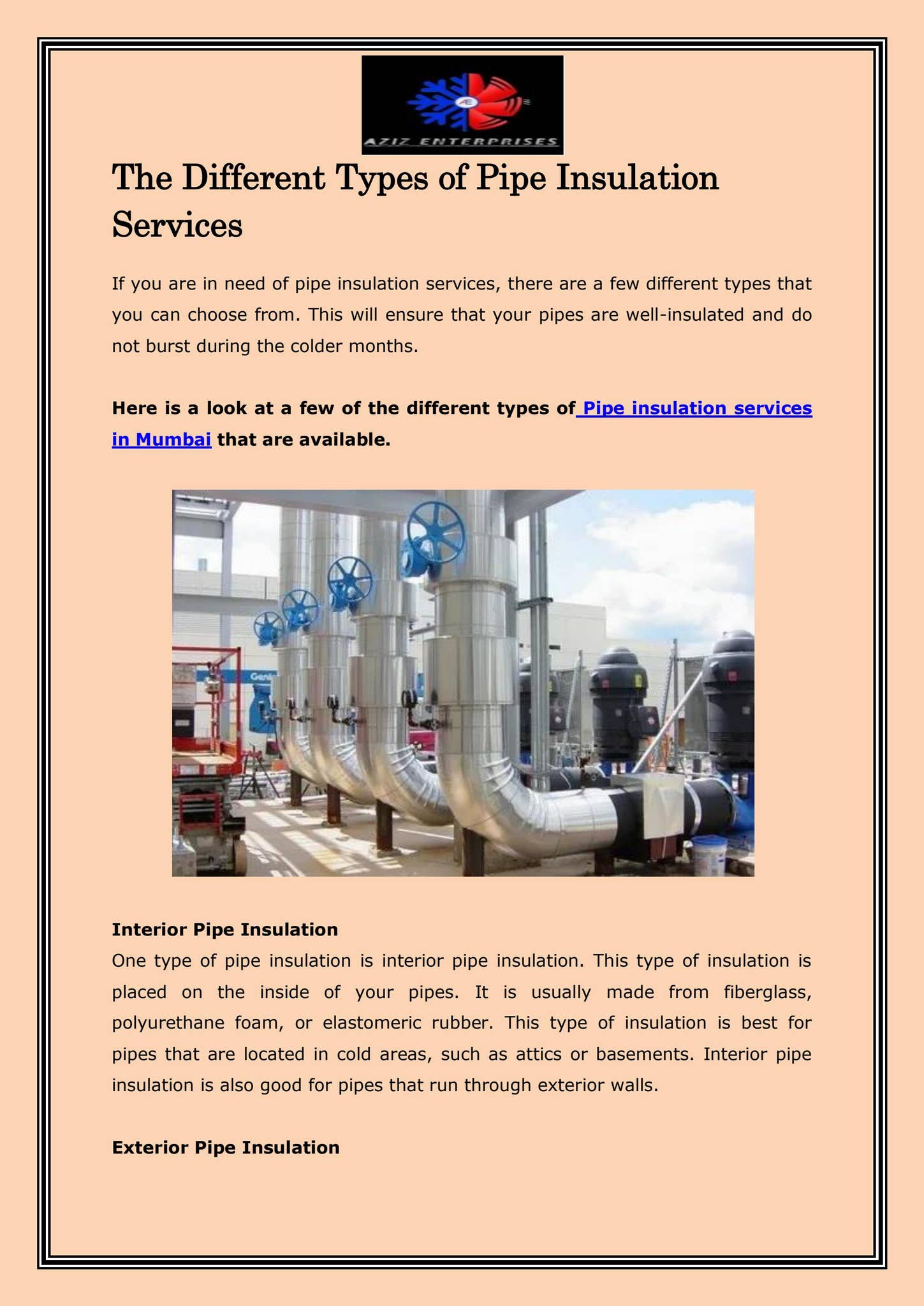 The Different Types of Pipe Insulation Services by Aziz Enterprise - Issuu