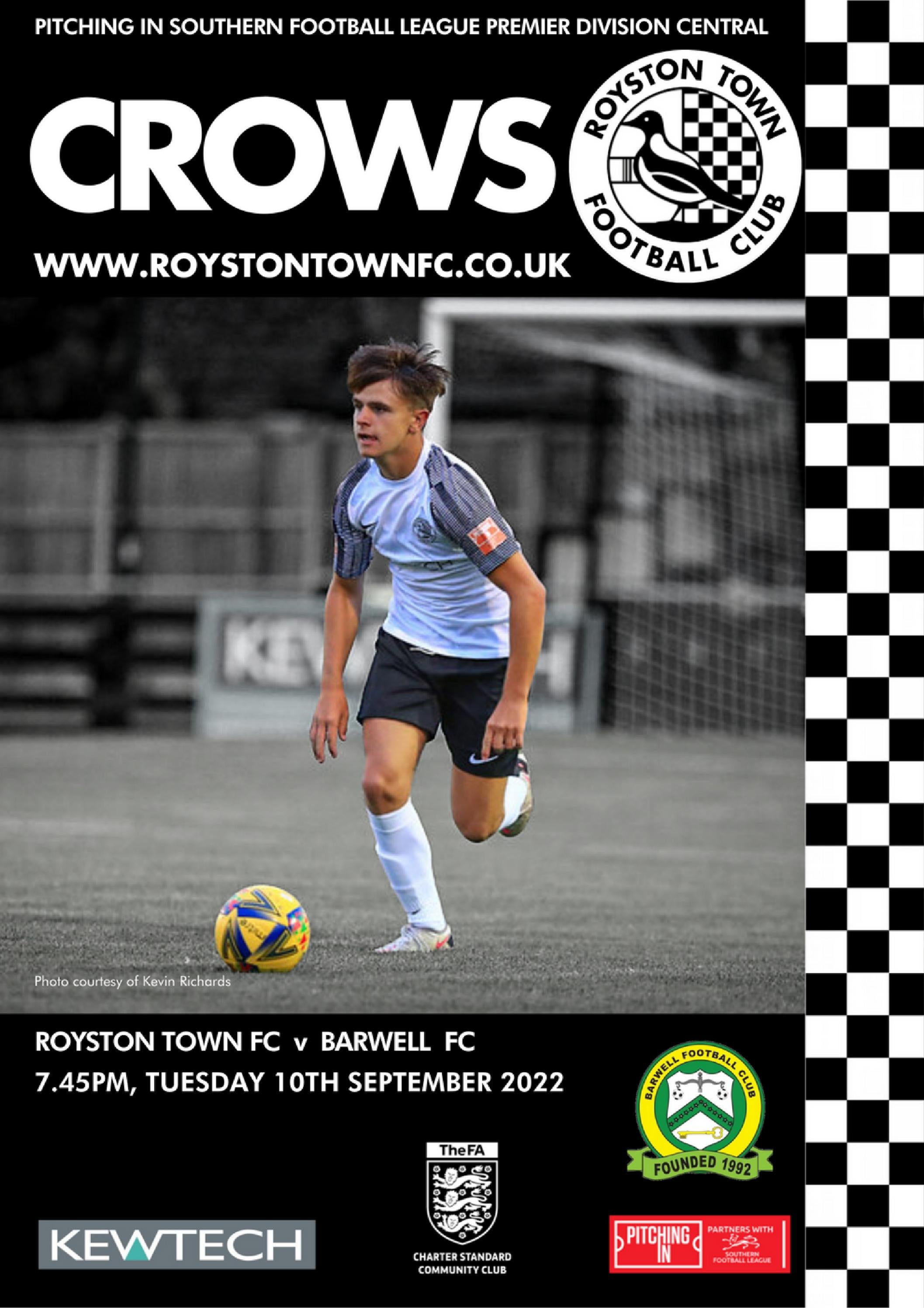 ROYSTON TOWN vs BARWELL - MATCHDAY PROGRAMME - TUESDAY 27th SEPTEMBER ...