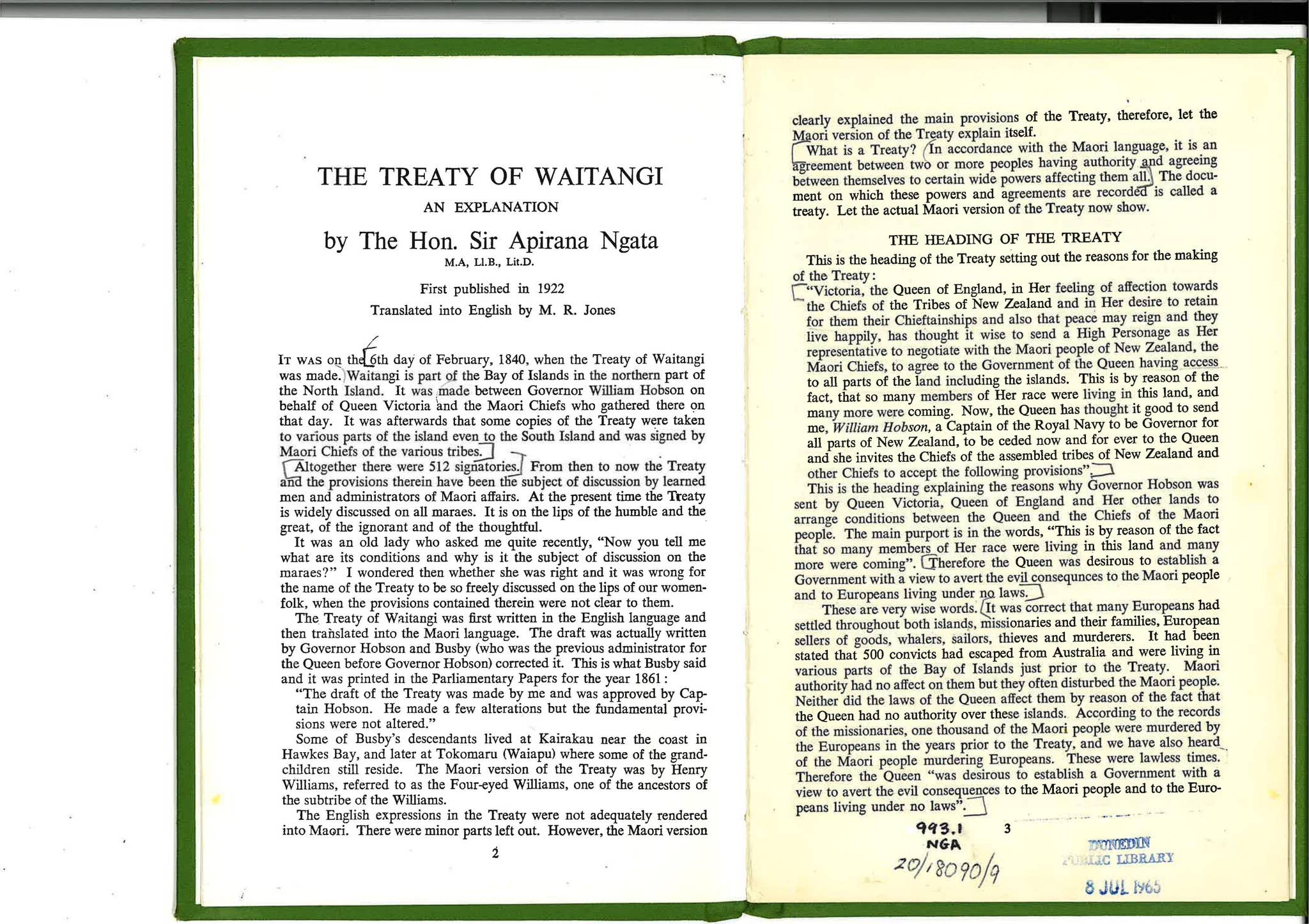 Sir Apirana Ngata. The Treaty Of Waitangi. An Explanation. by Stop Co ...