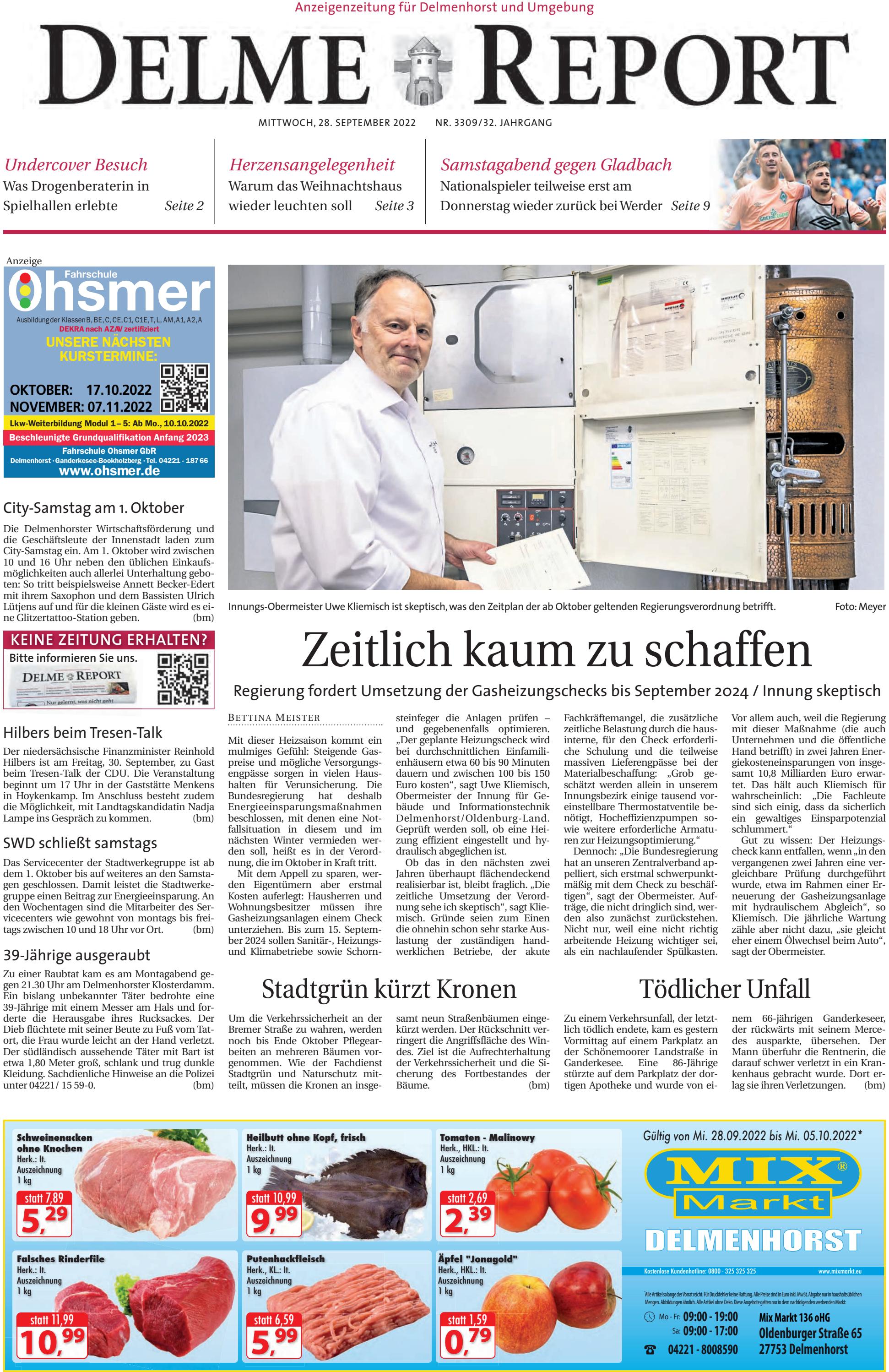 Delme Report vom 28.09.2022 by Weser Wochenblatt Verlagsgesellschaft ...