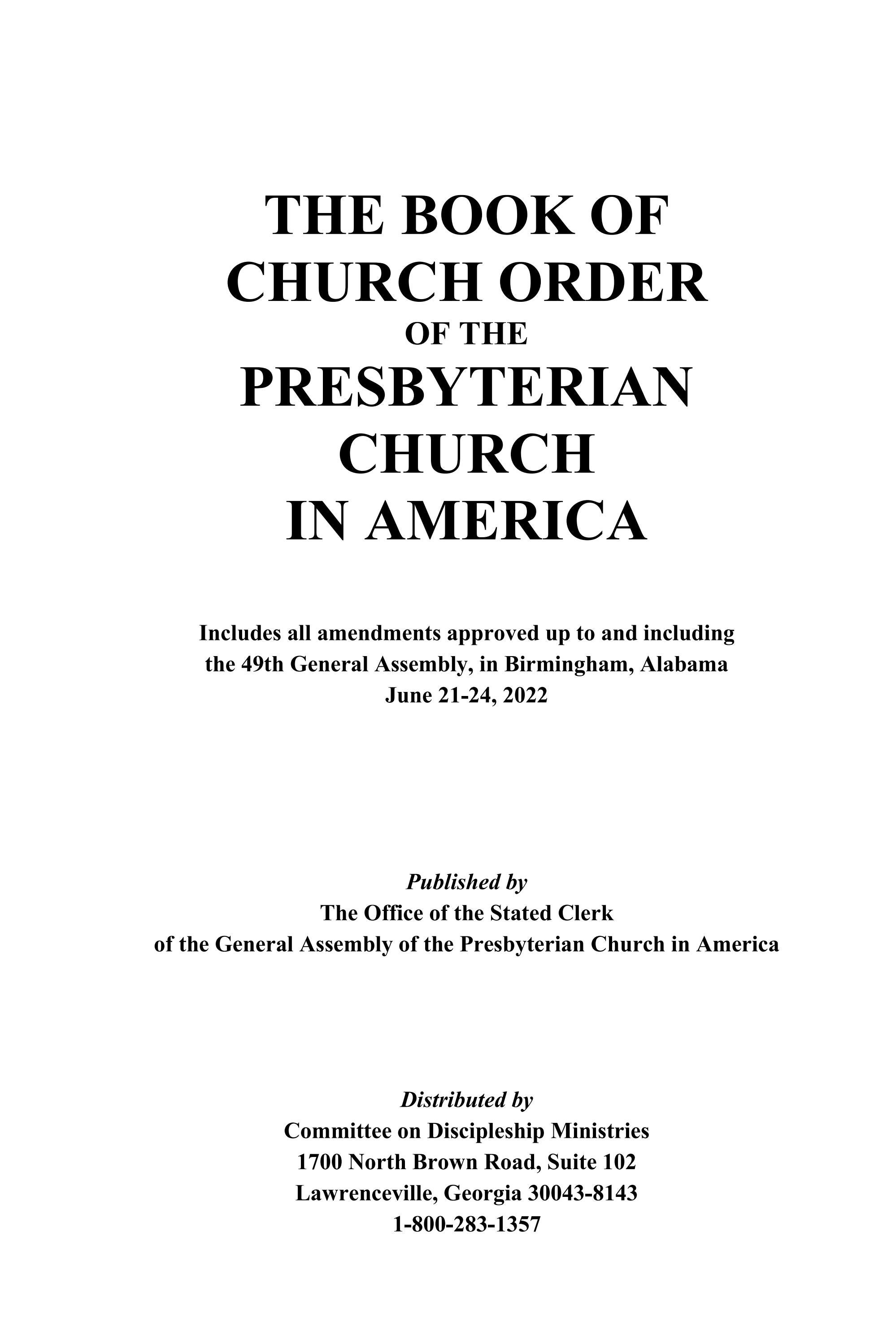 Book of Church Order - 2022 by roundtreeagency - Issuu