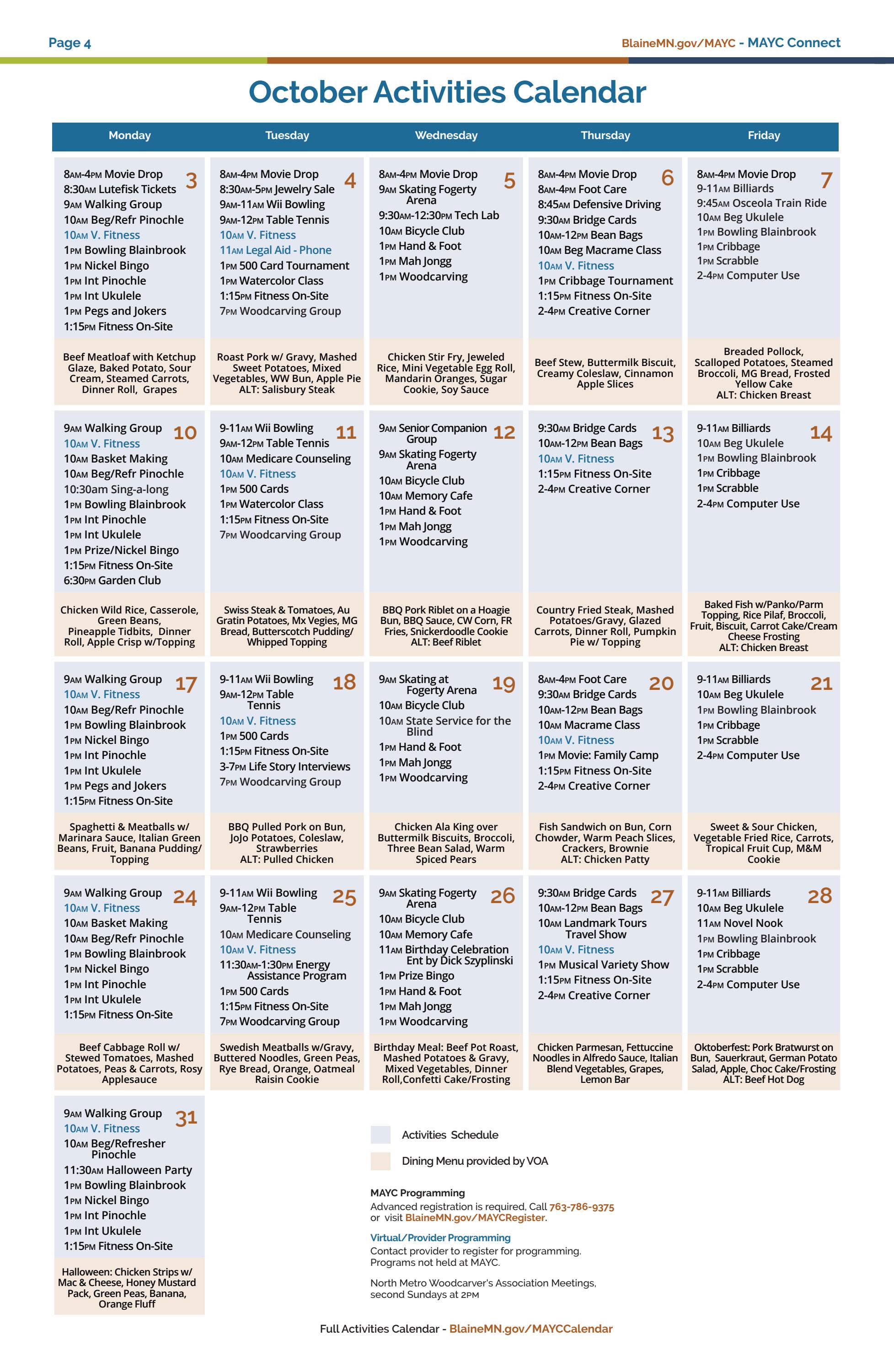 MAYC Calendar - October 2022 by City of Blaine - Issuu