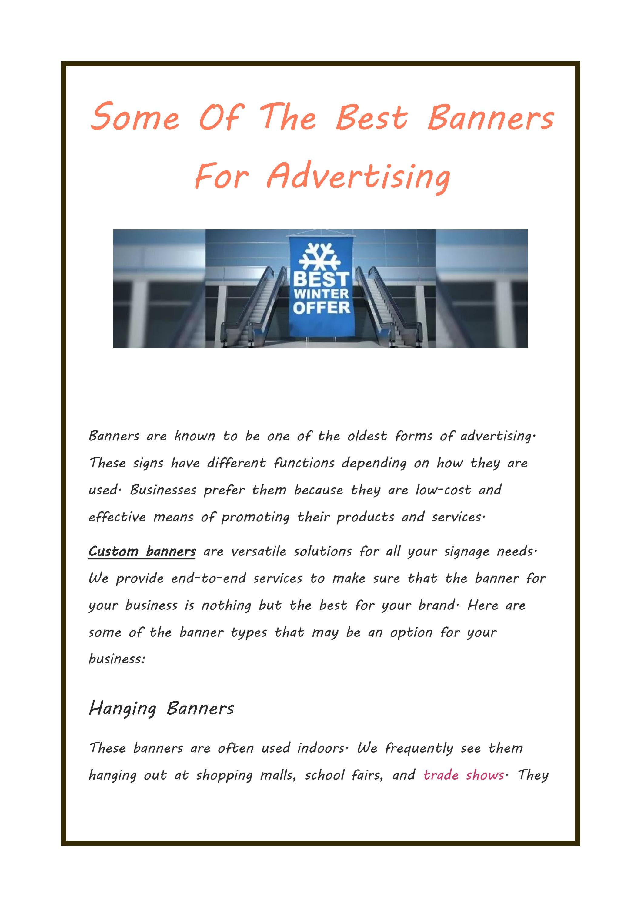 Some Of The Best Banners For Advertising by vitalsignsolutions - Issuu