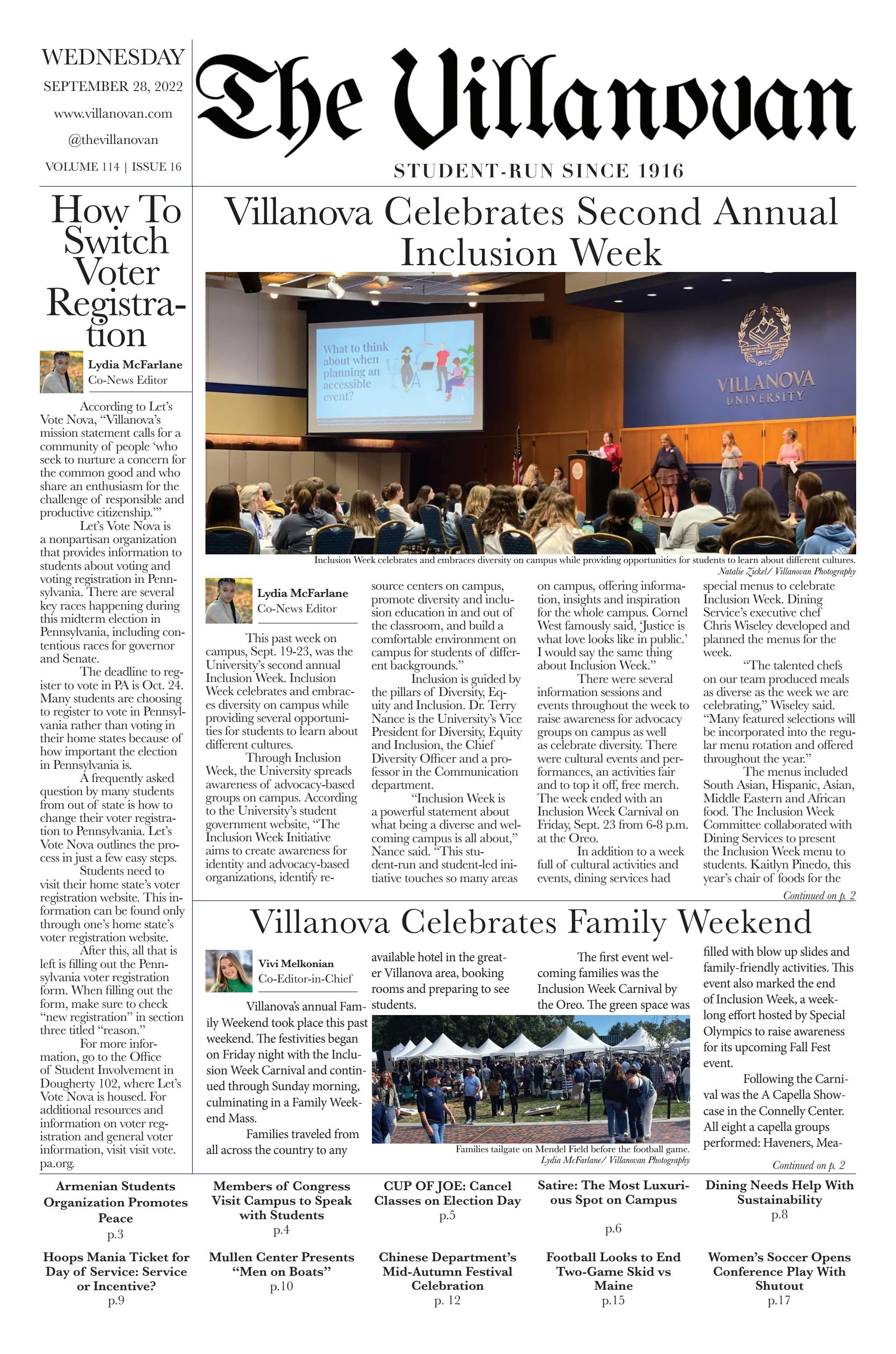 The Villanovan | Volume 114, Issue 16: September 28, 2022 by The ...