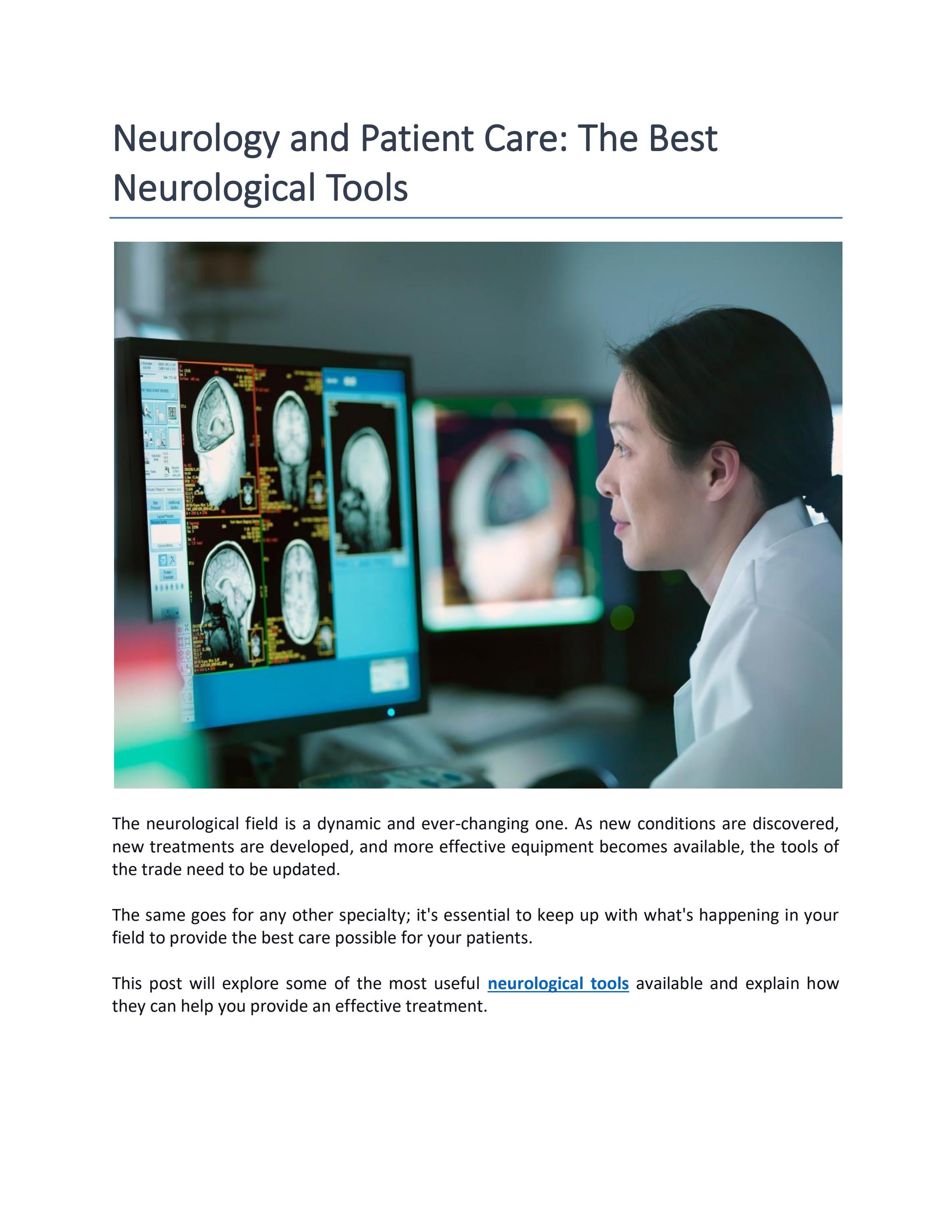 Neurology And Patient Care The Best Neurological Tools By Neuroptics