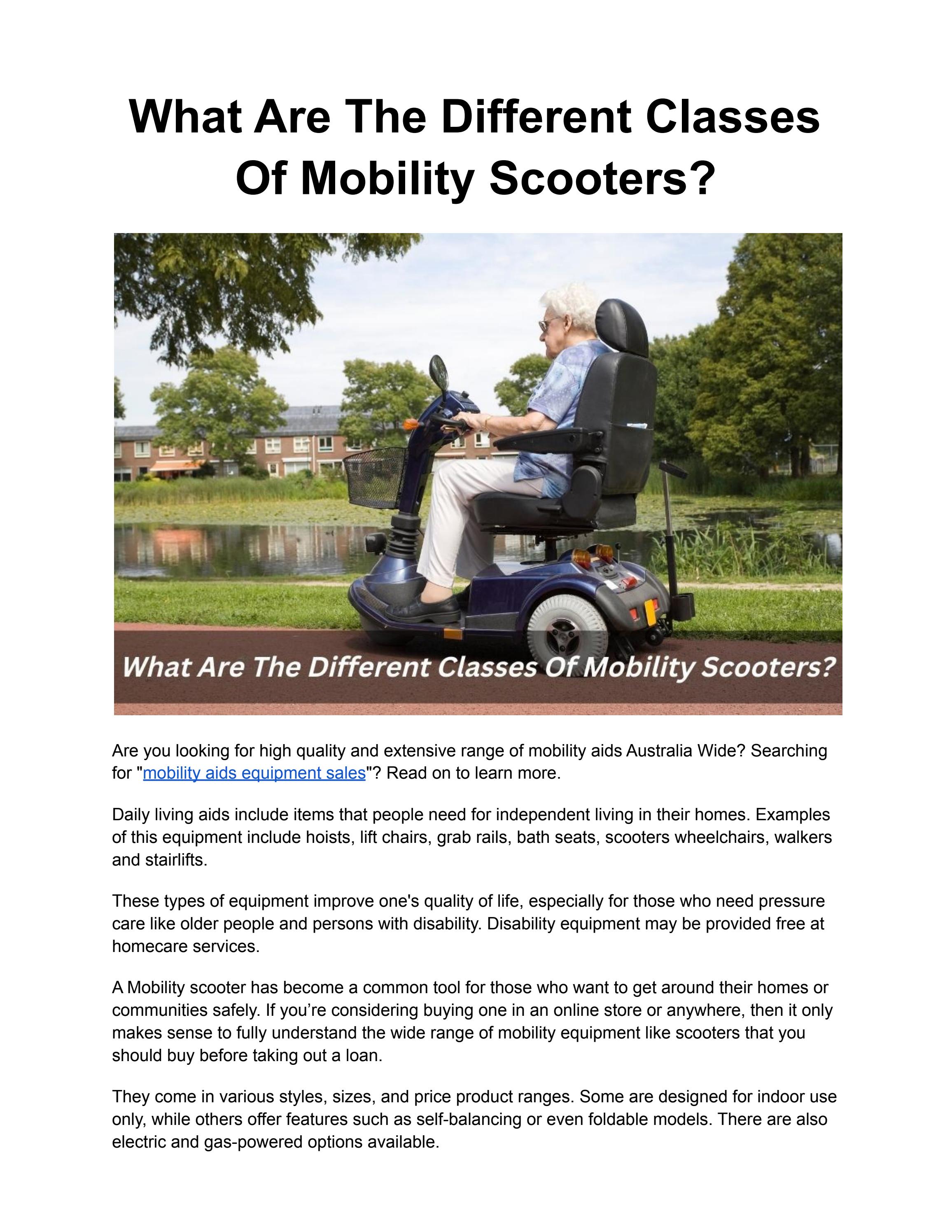 What Are The Different Classes Of Mobility Scooters? by Cadmael Zarer ...