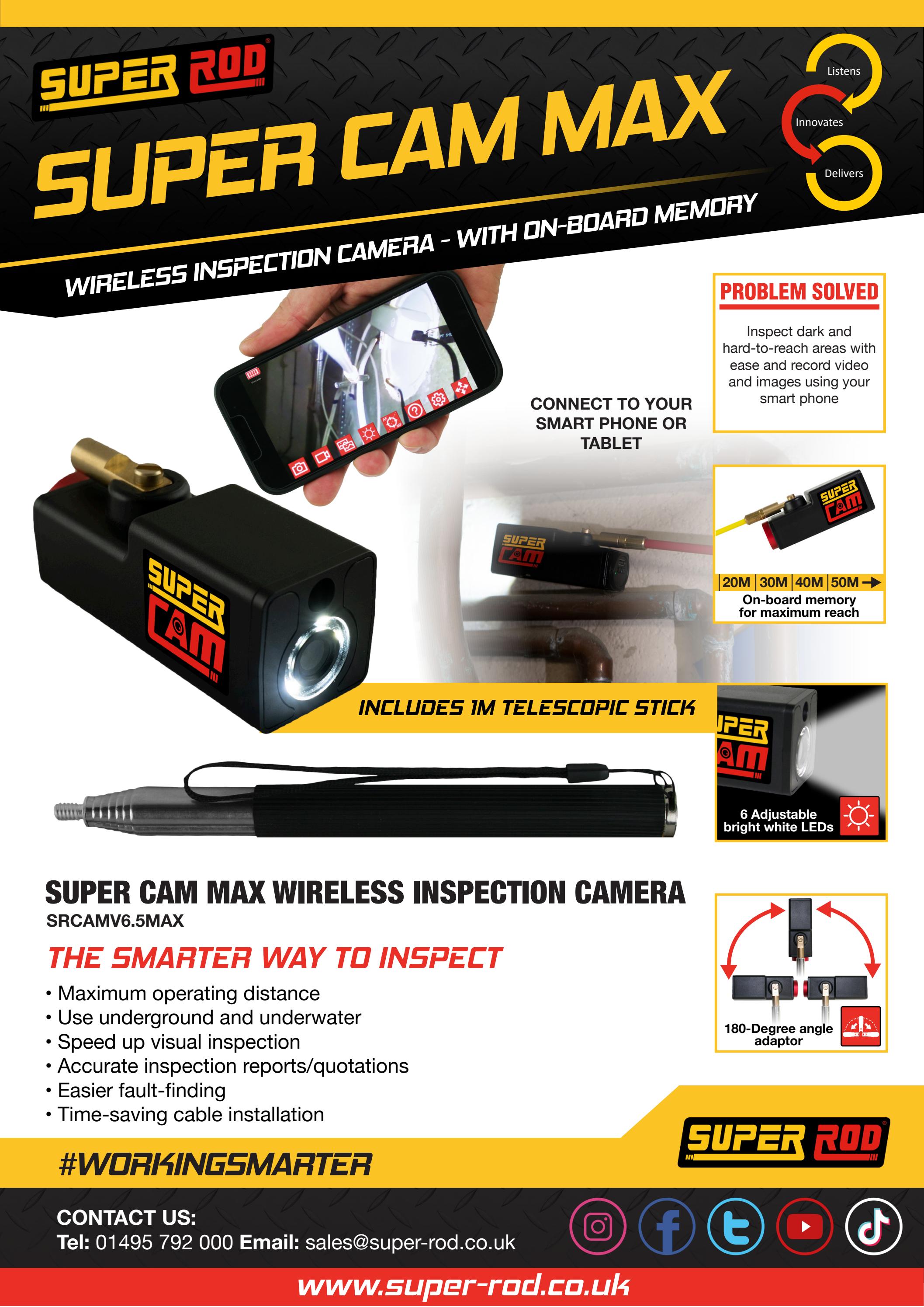 SRCAMV6.5MAX – 20M WIRELESS INSPECTION CAMERA – WITH ON-BOARD MEMORY by ...