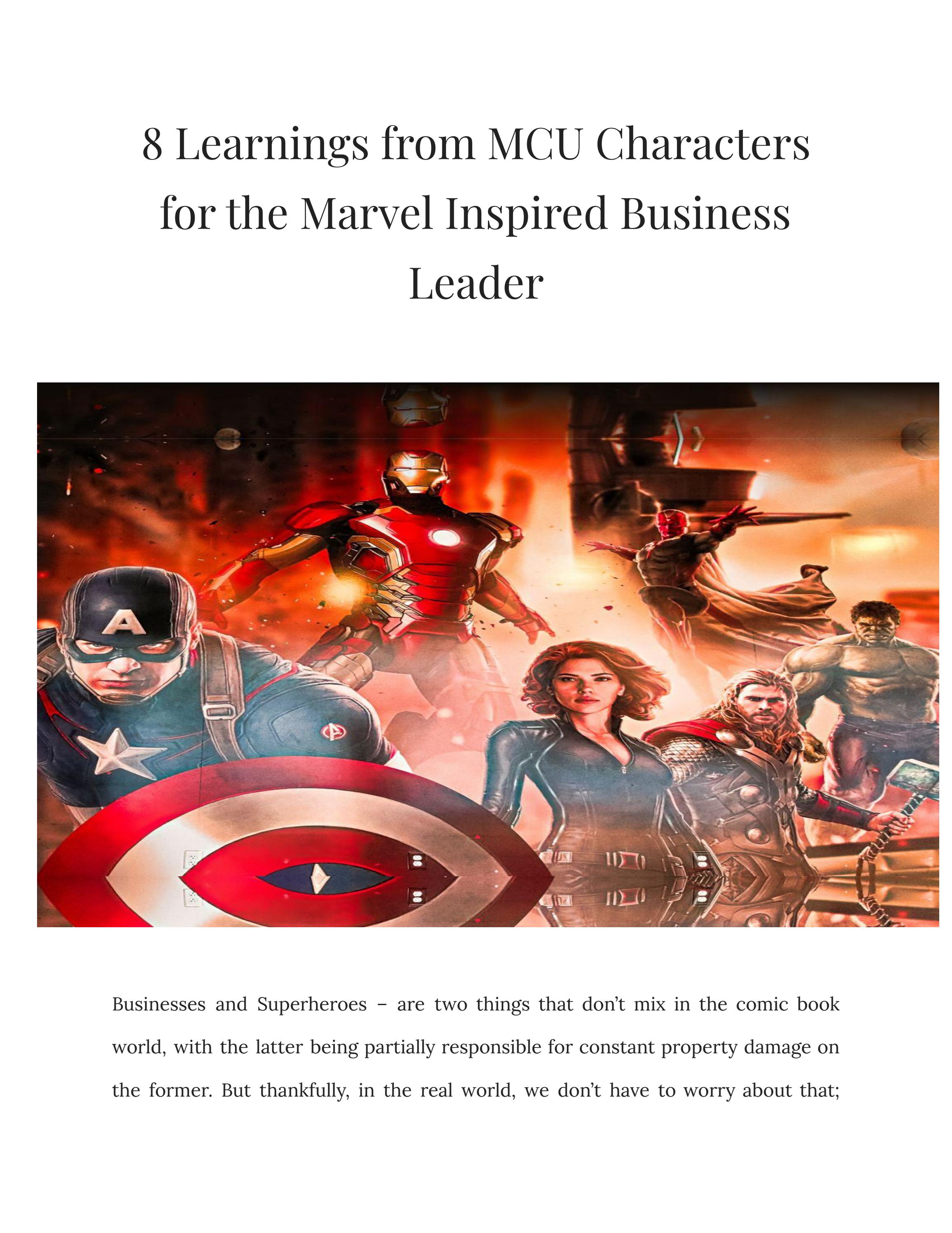 8 Learnings from MCU Characters for the Marvel Inspired Business Leader ...