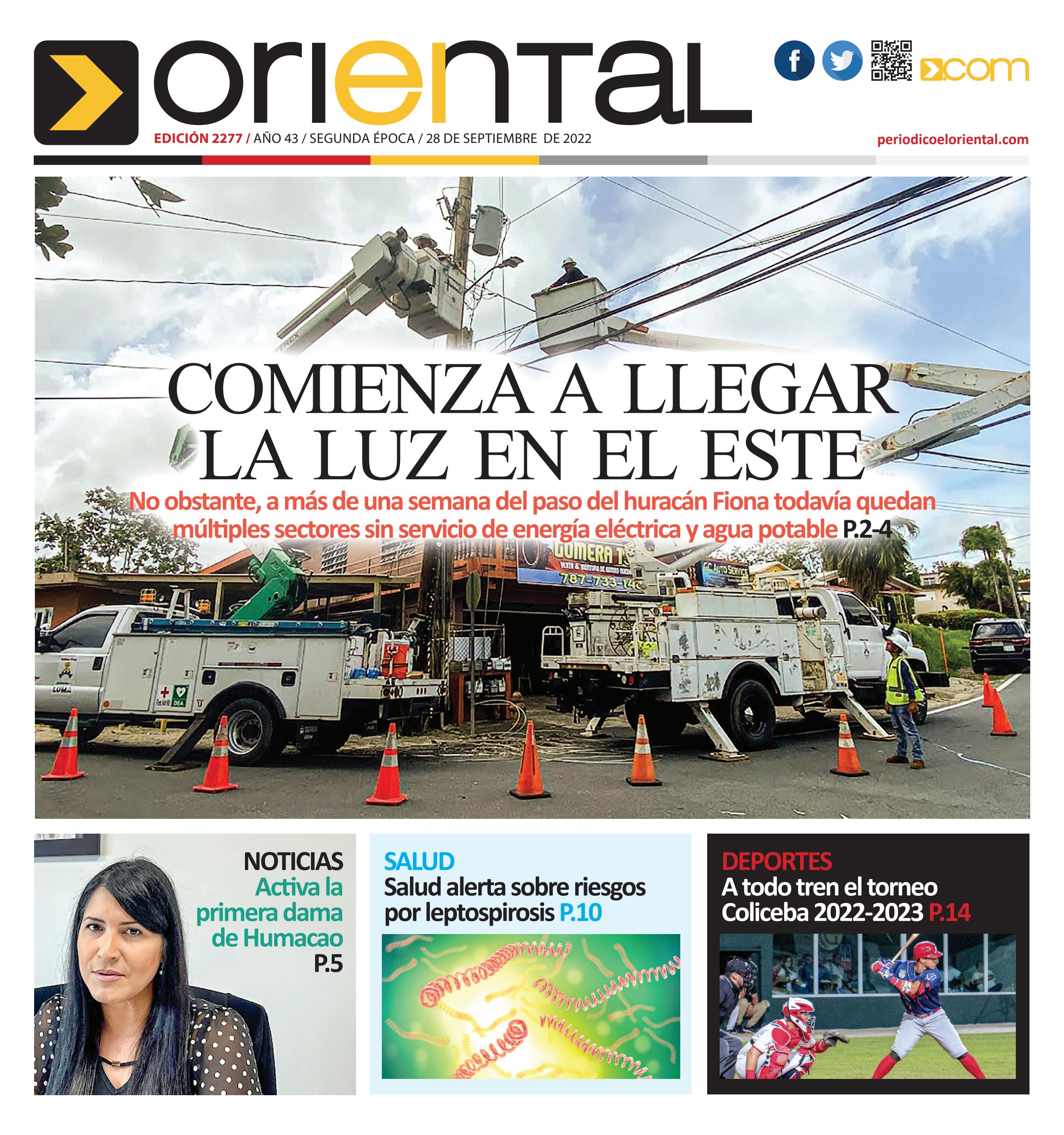 Periódico El Oriental | 28 de septiembre de 2022 | EO 2277 by Periódico El Oriental - Issuu