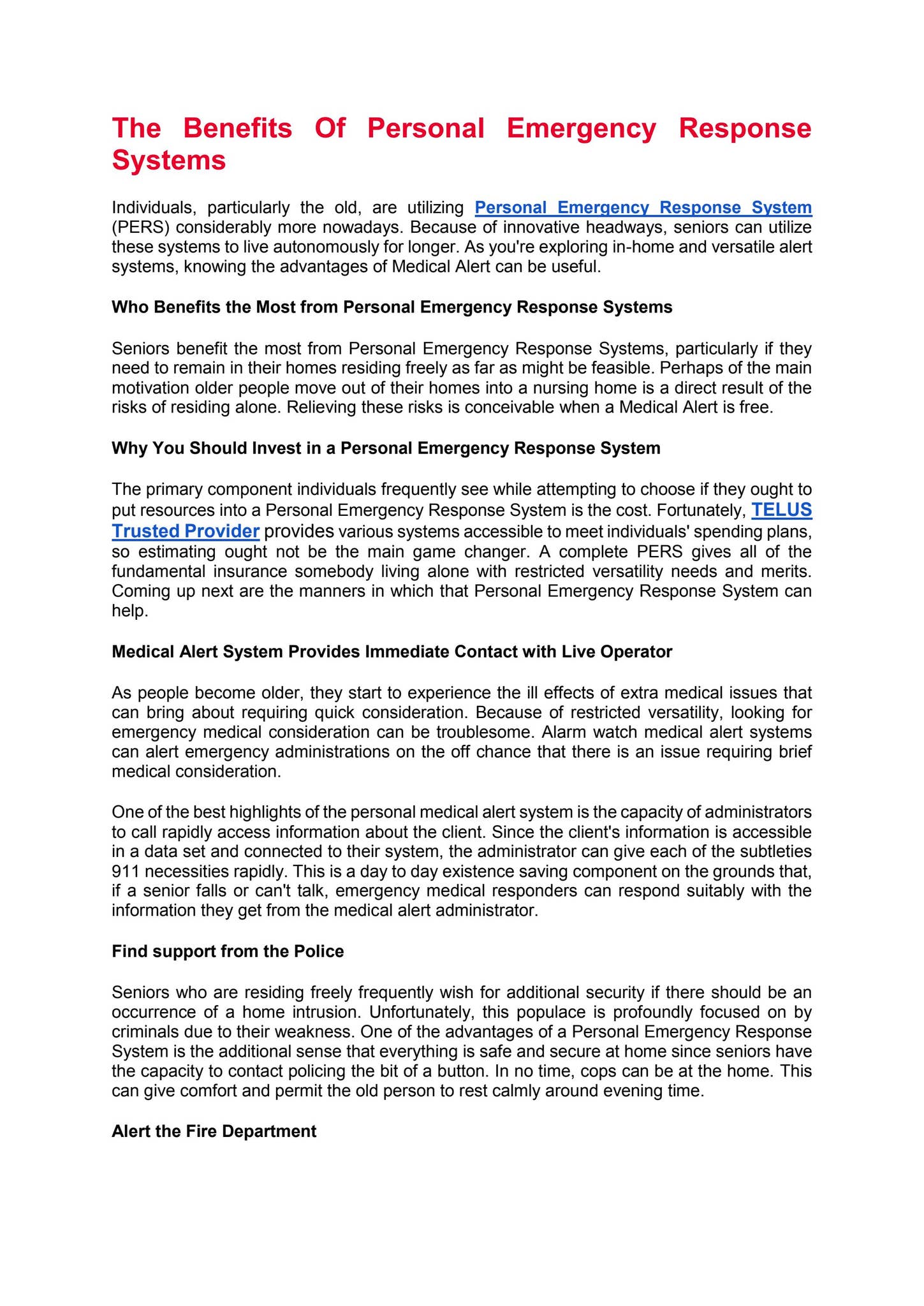 The Benefits Of Personal Emergency Response Systems by Alarm Guard ...