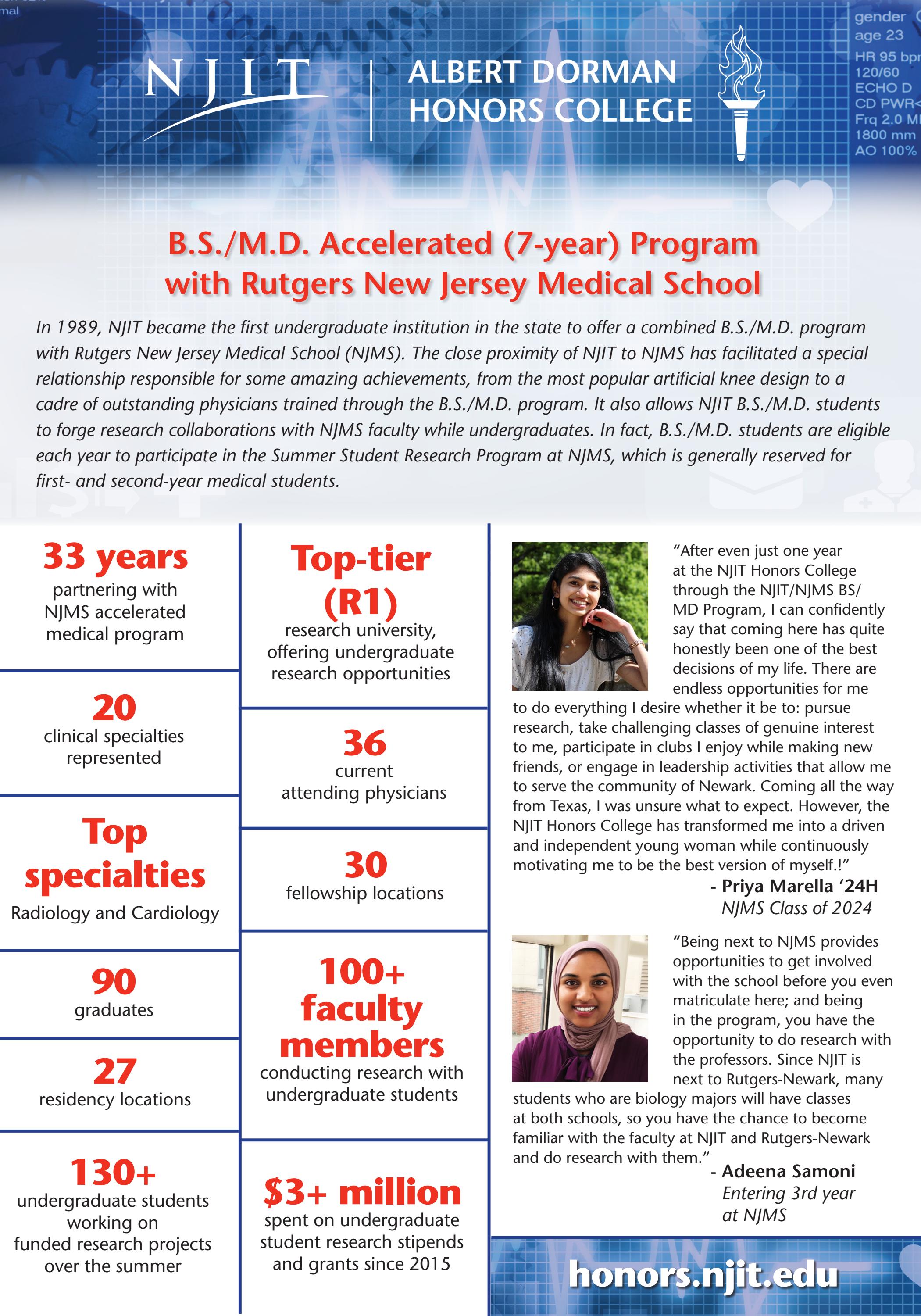 NJIT-Albert Dorman Honors College B.S./M.D. Accelerated Program Fact ...
