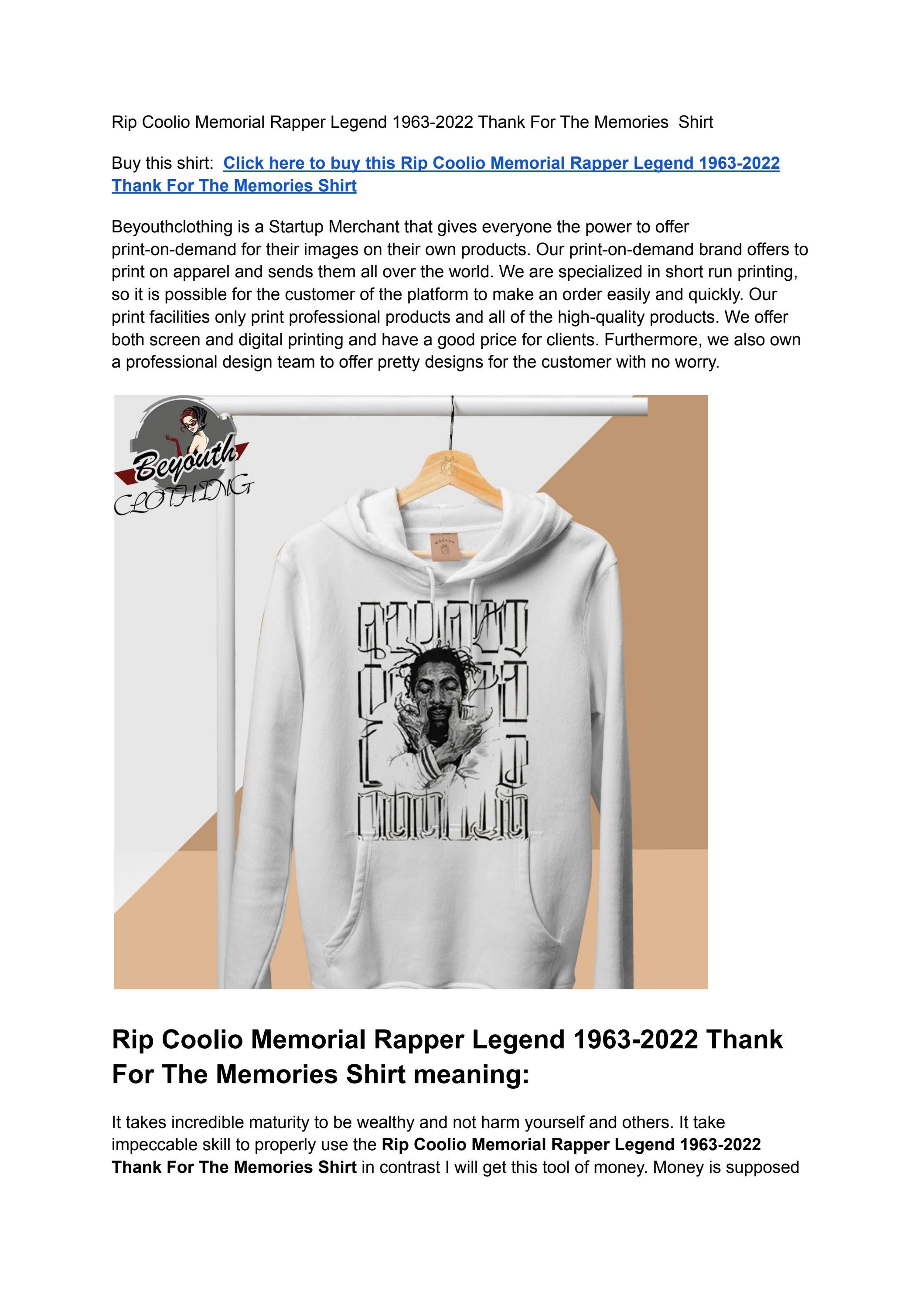 Rip Coolio Memorial Rapper Legend 1963-2022 Thank For The Memories ...