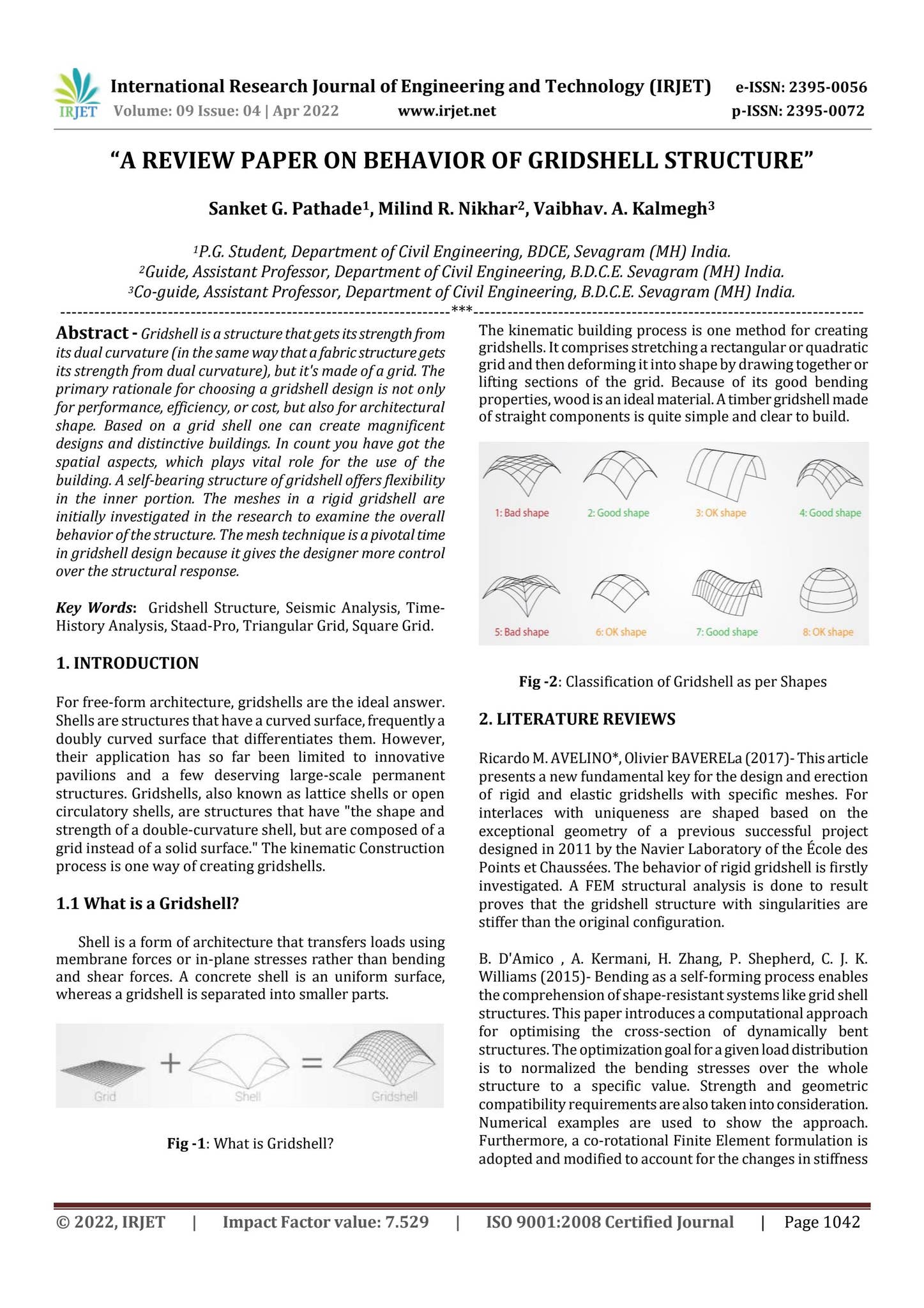 “A REVIEW PAPER ON BEHAVIOR OF GRIDSHELL STRUCTURE” by IRJET Journal ...
