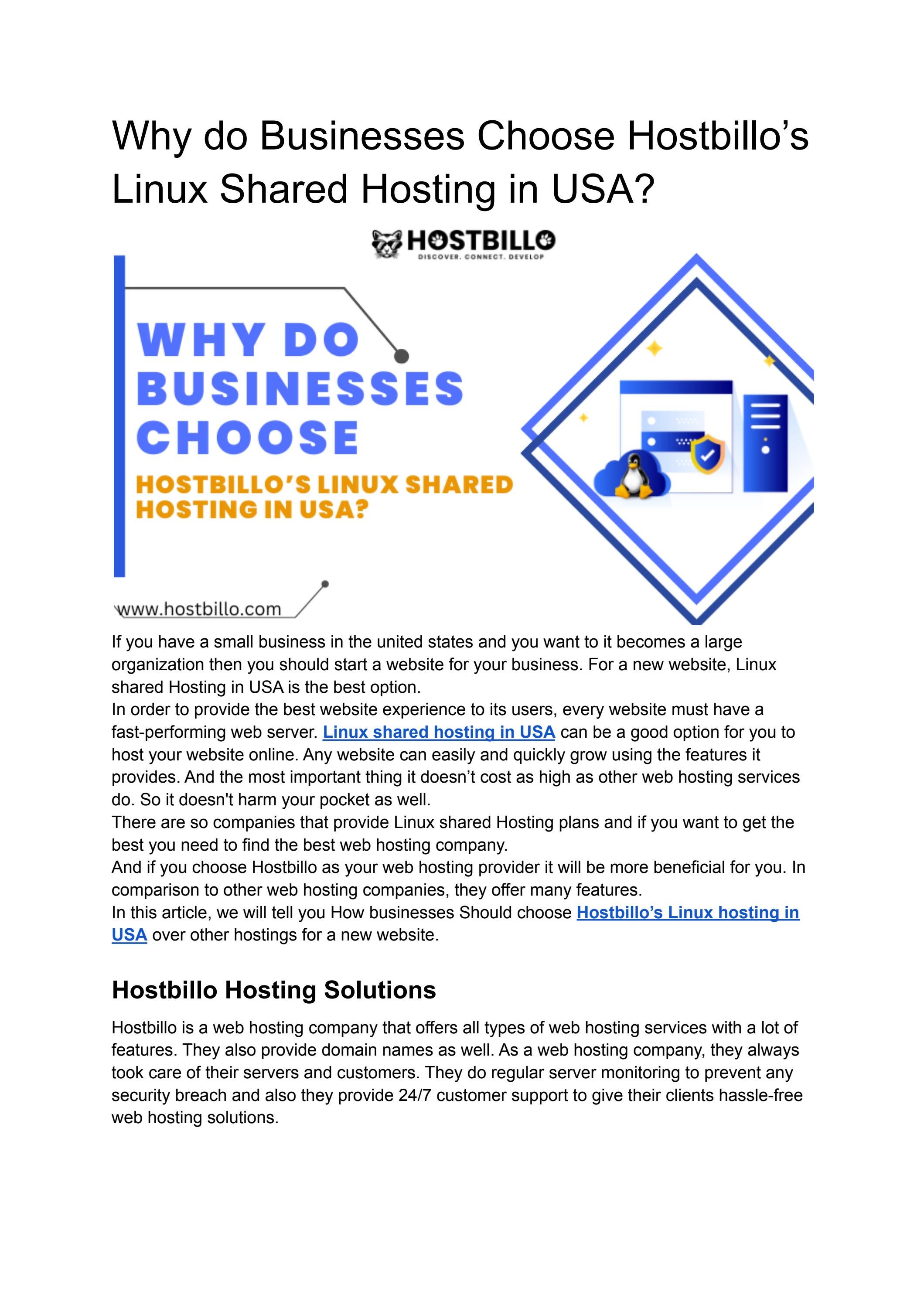 Why Do Businesses Choose Hostbillos Linux Shared Hosting In Usa By Pallavi25 Issuu 