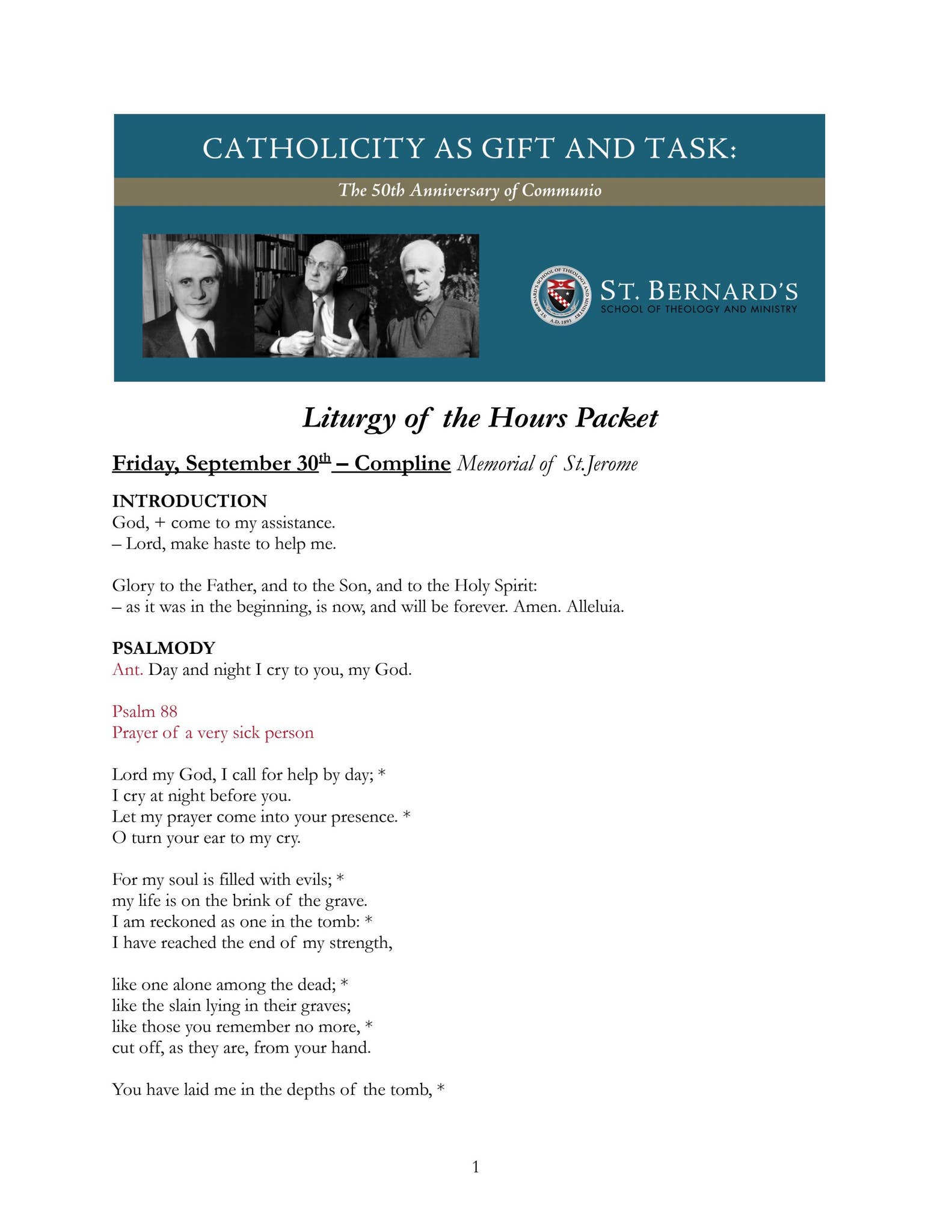 Liturgy of the Hours Booklet: Communio Conference by SBSTM - Issuu