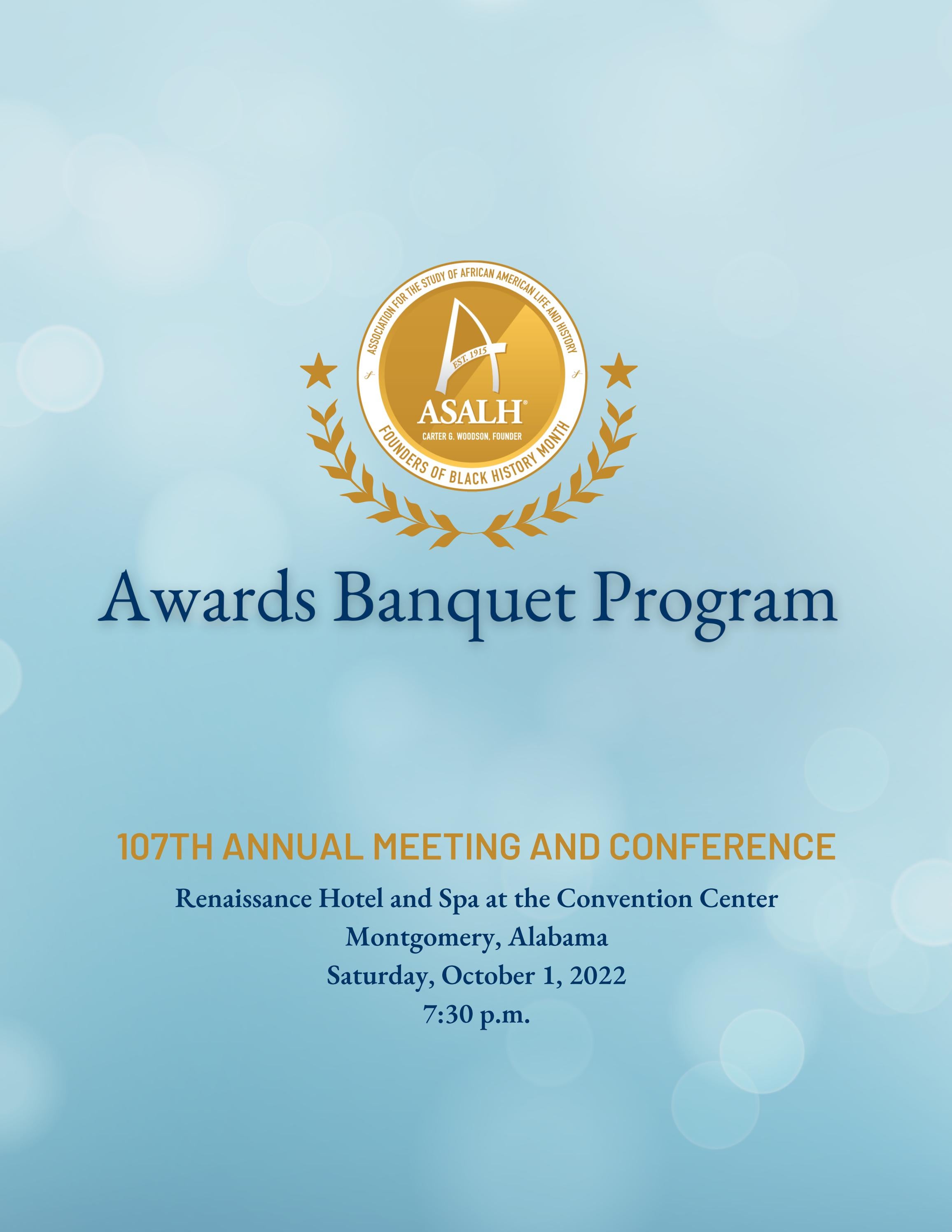ASALH Annual Awards Banquet Program by ASALH - Issuu
