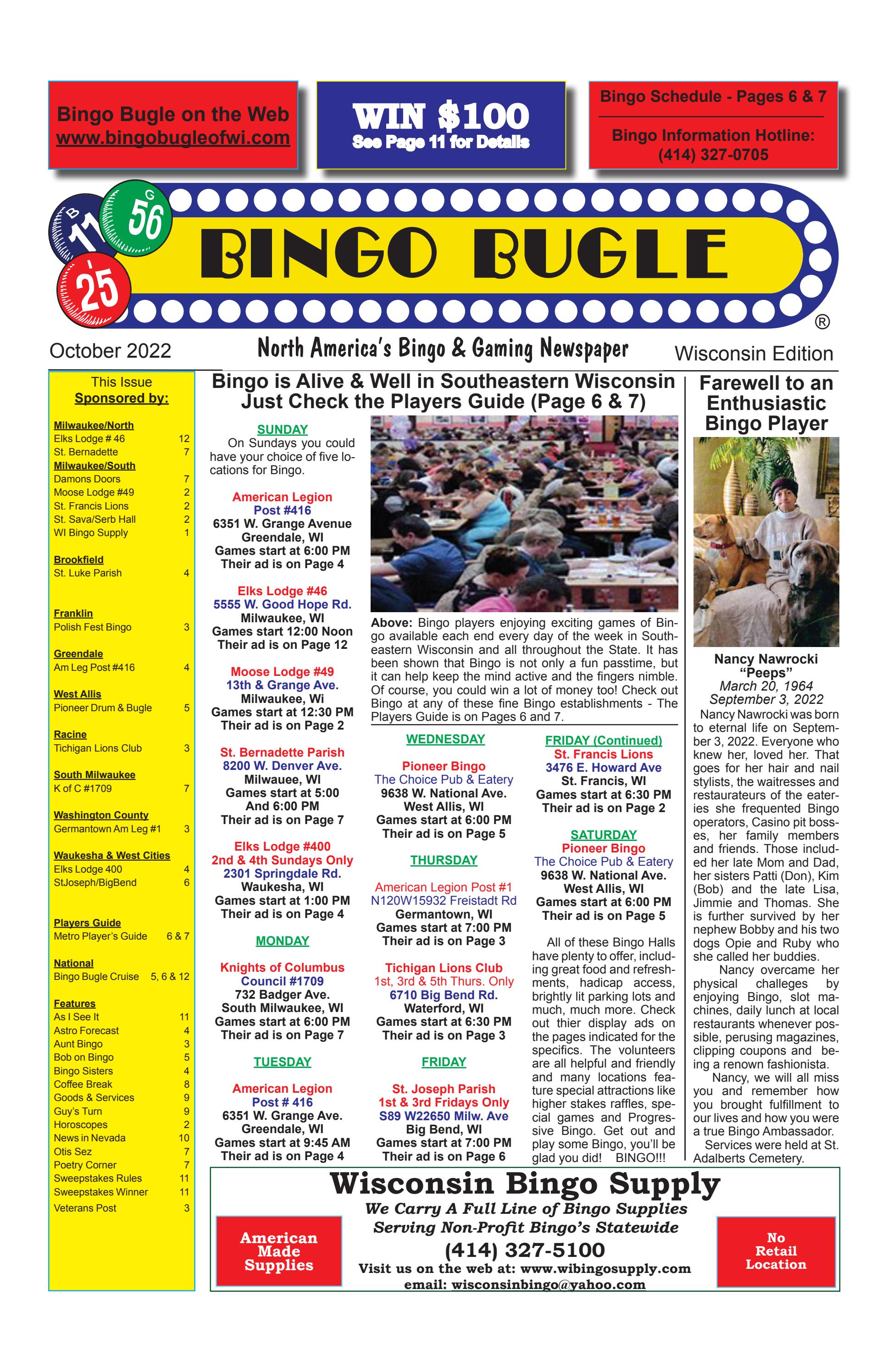 October 2022 Wisconsin Bingo Bugle by Bingo Bugle of Wisconsin - Issuu