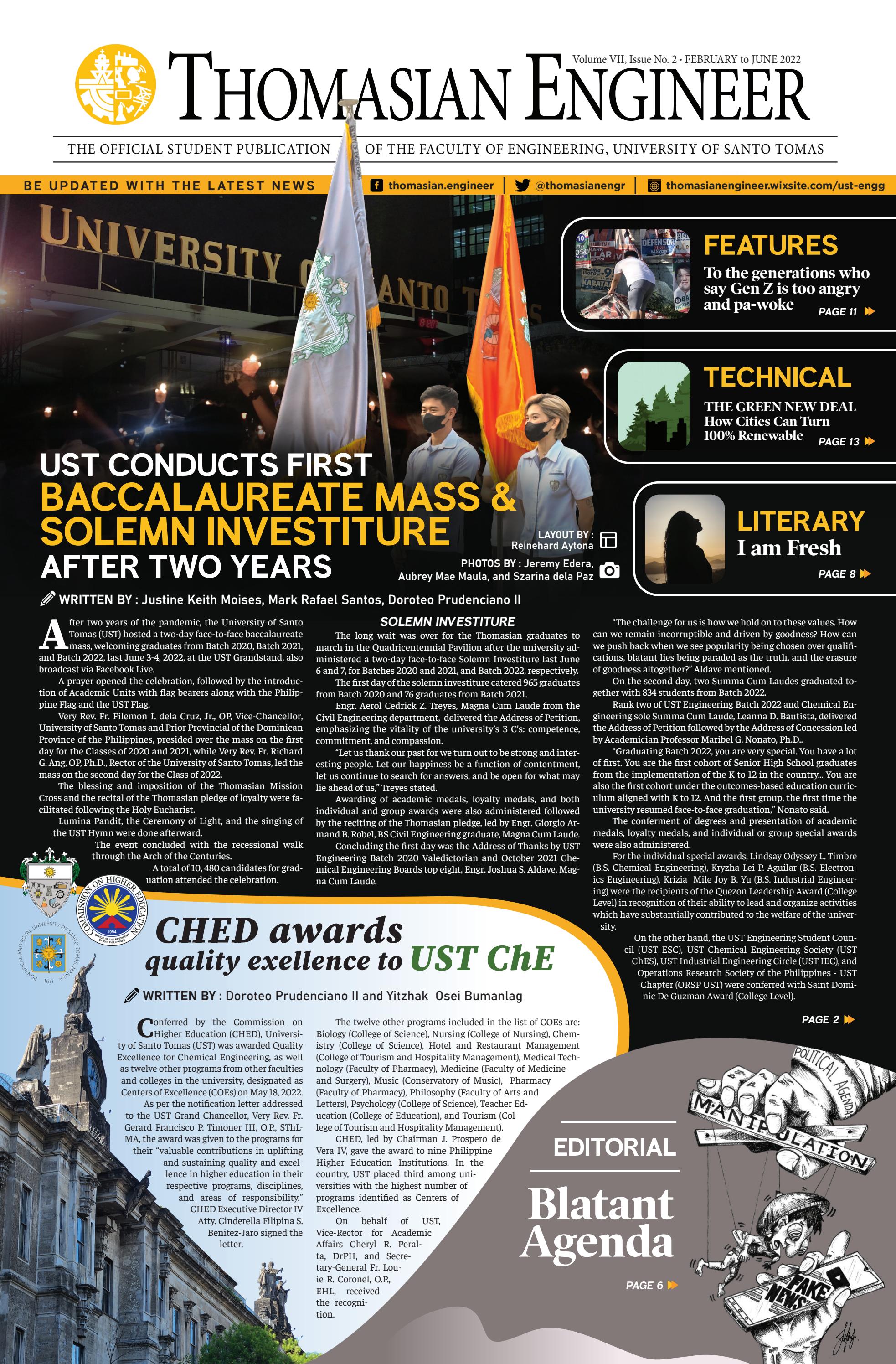 Thomasian Engineer Newsletter Volume 7 Issue No. 2 - A.Y. 2021-2022 by ...