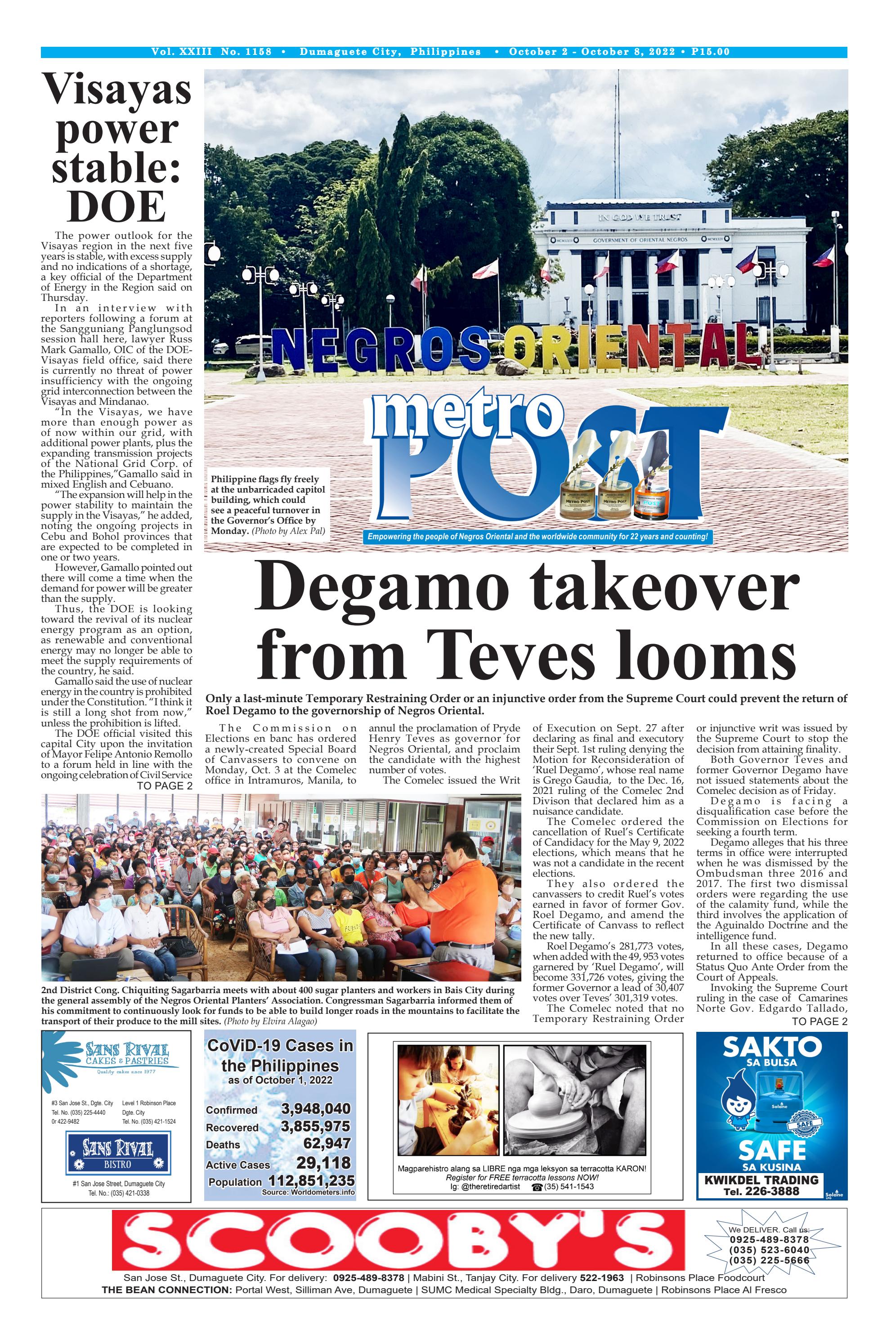 Dumaguete Metropost October 2 2022 Edition By Metropost Issuu Dumaguete Metropost October 2 2022 Edition By Metropost Issuu
