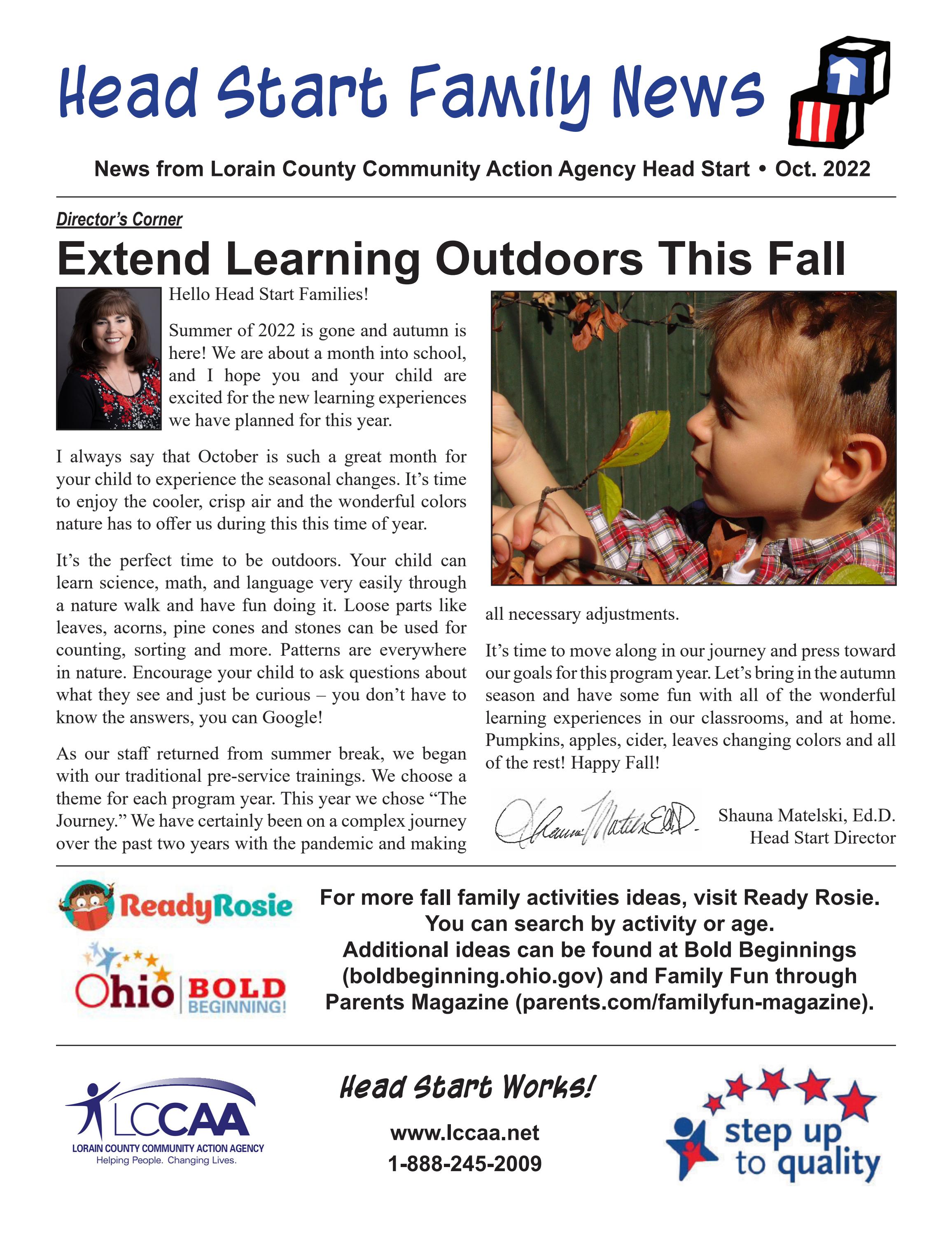 Head Start Family Newsletter October 2022 by LCCAA - Issuu