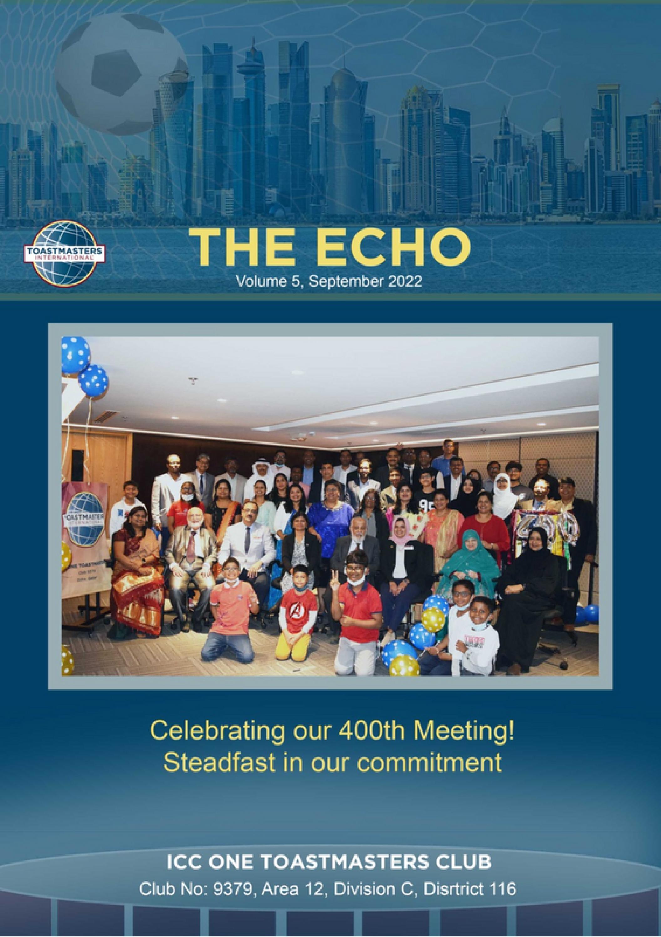 THE ECHO- ICC ONE TOASTMASTERS NEWSLETTER_SEP2022 by Ashwini_Visave - Issuu