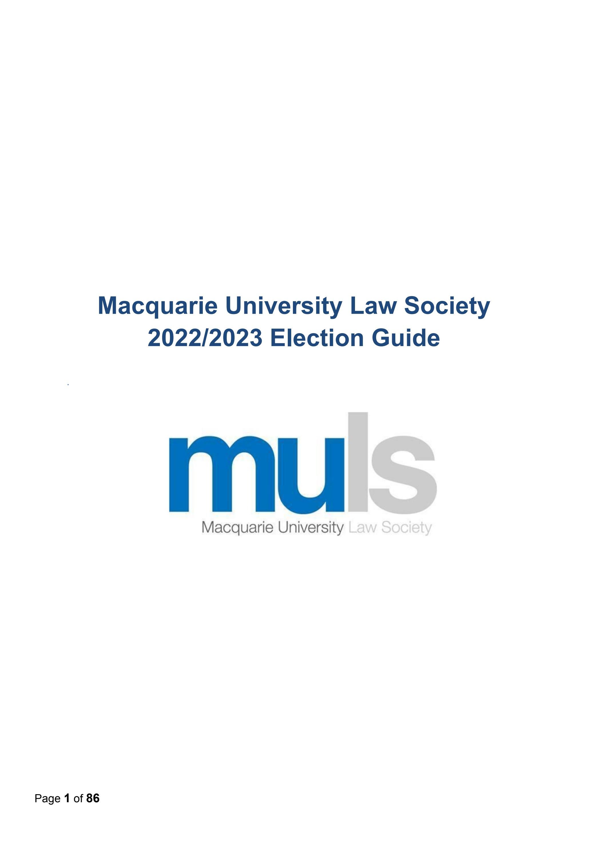 MULS Election Guide 2022/23 by Macquarie University Law Society - Issuu