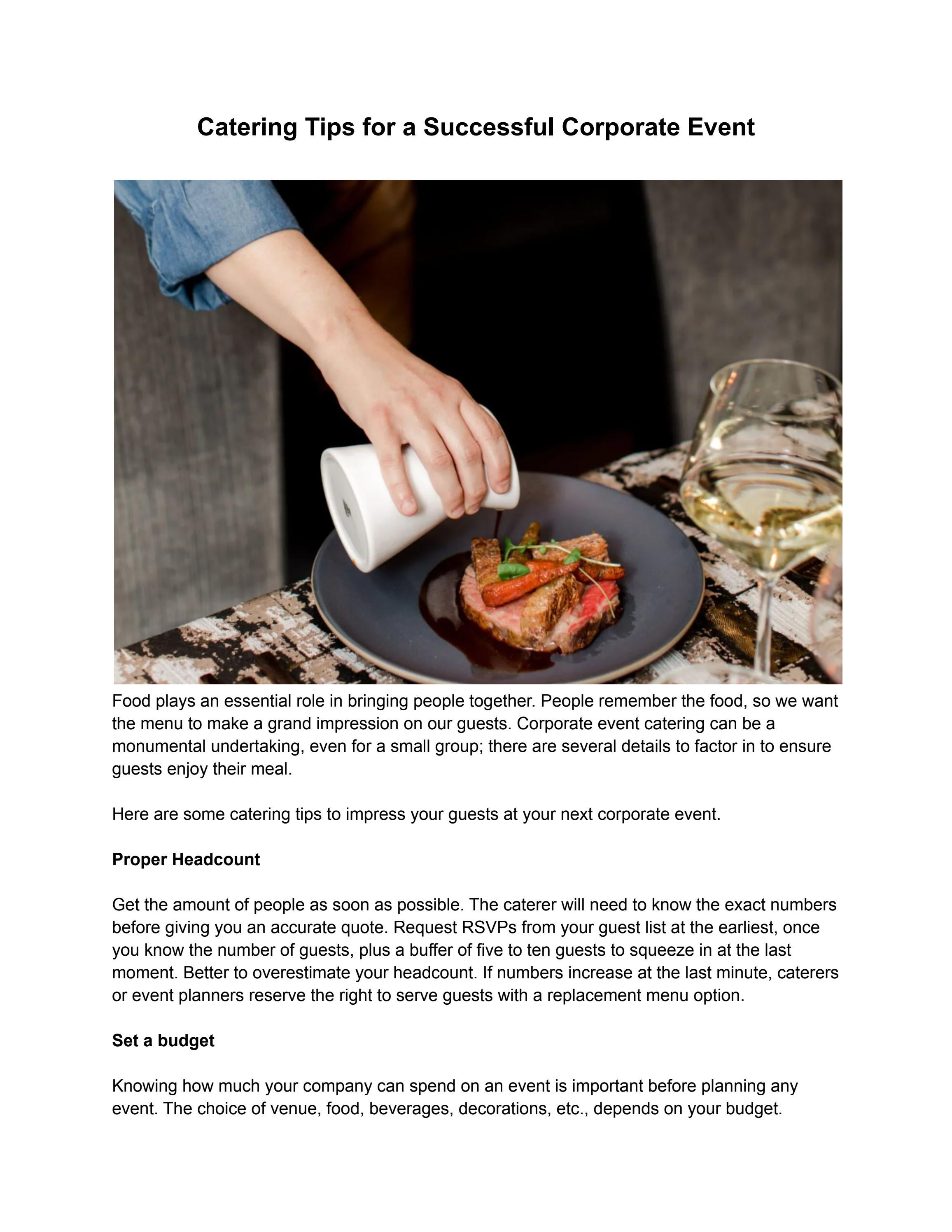 Catering Tips for a Successful Corporate Event by karissabrown12 - Issuu