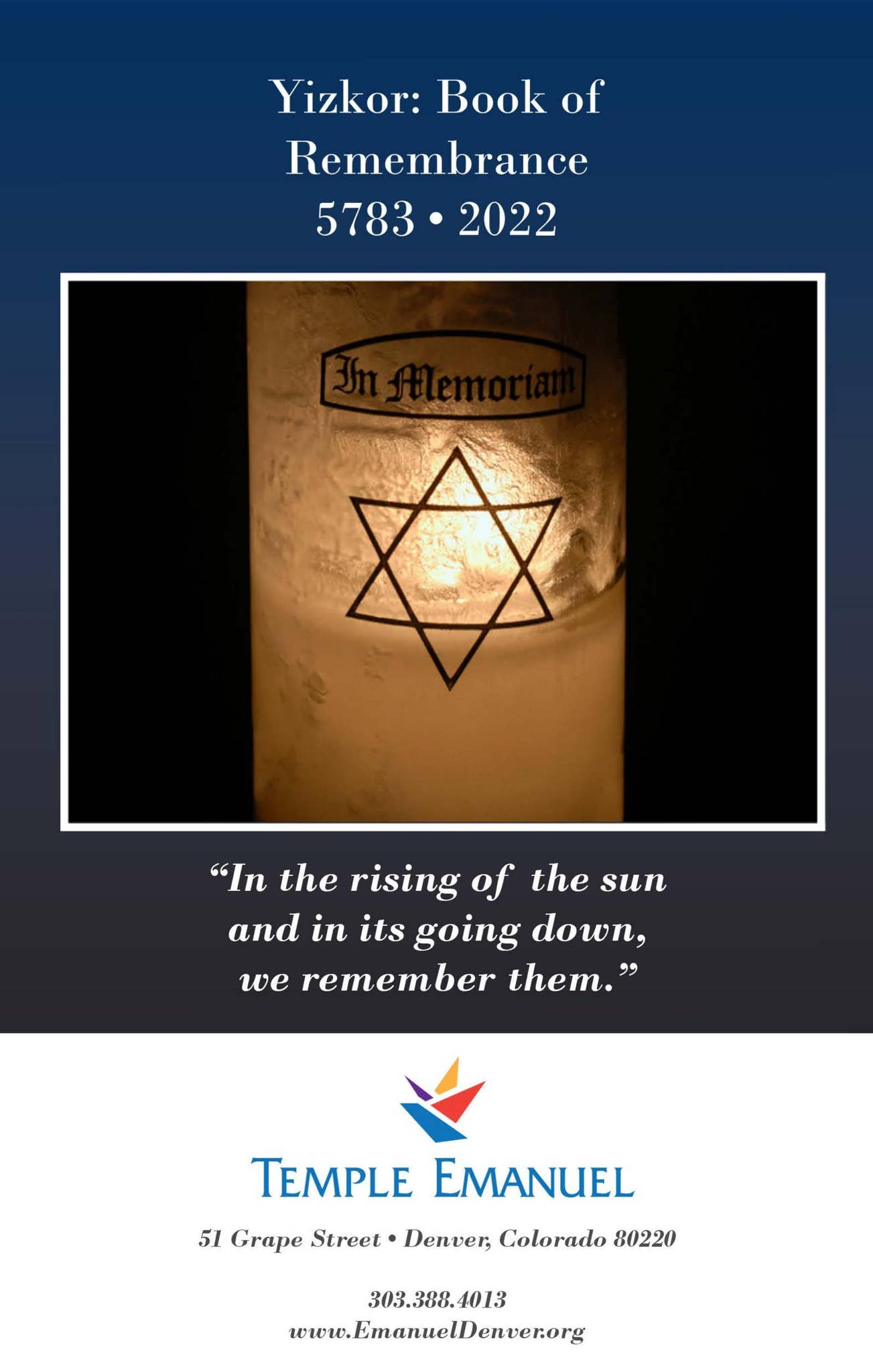 Temple Emanuel Denver Book of Remembrance 2022/5783 by ...