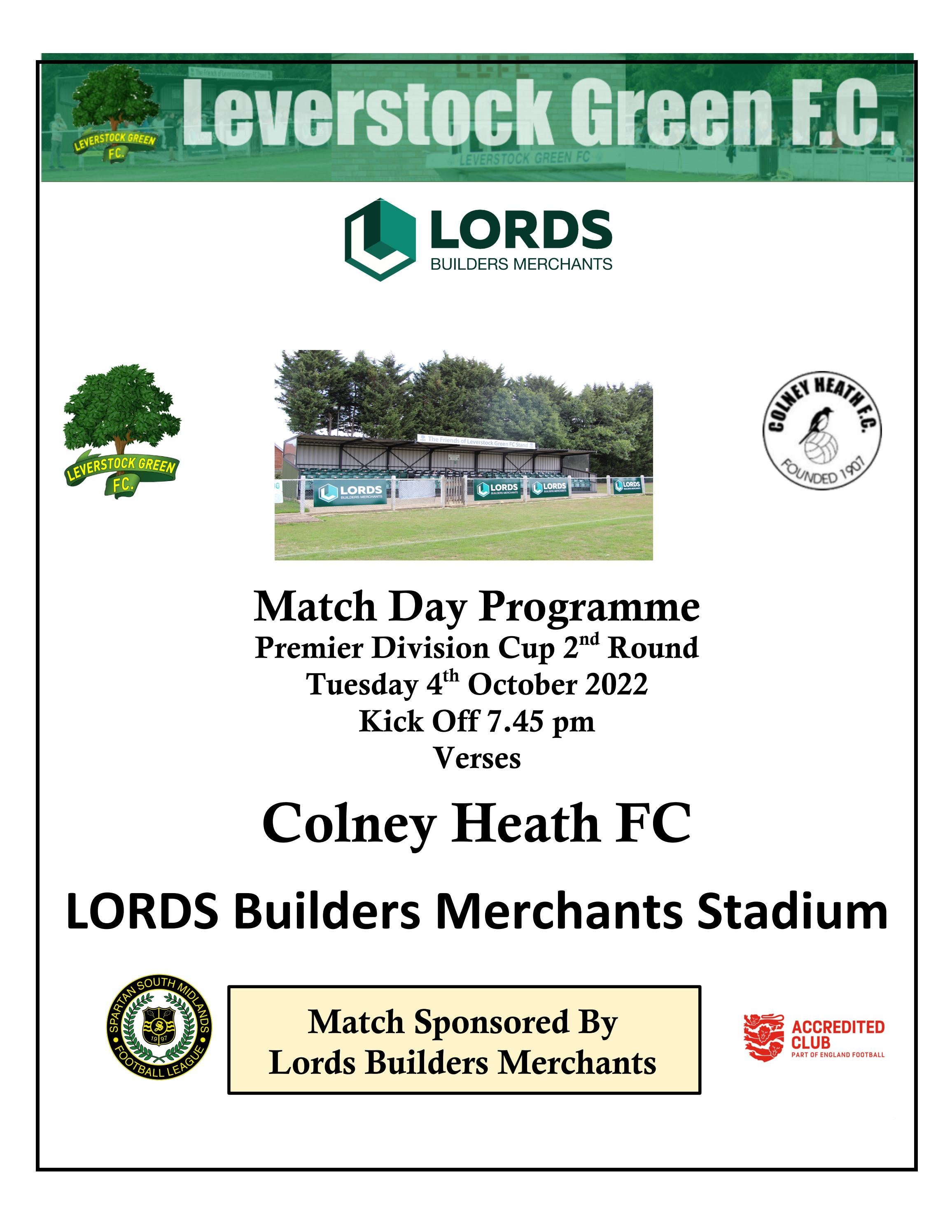 Leverstock Green FC Programme vs Colney Heath by Leverstock Green FC ...