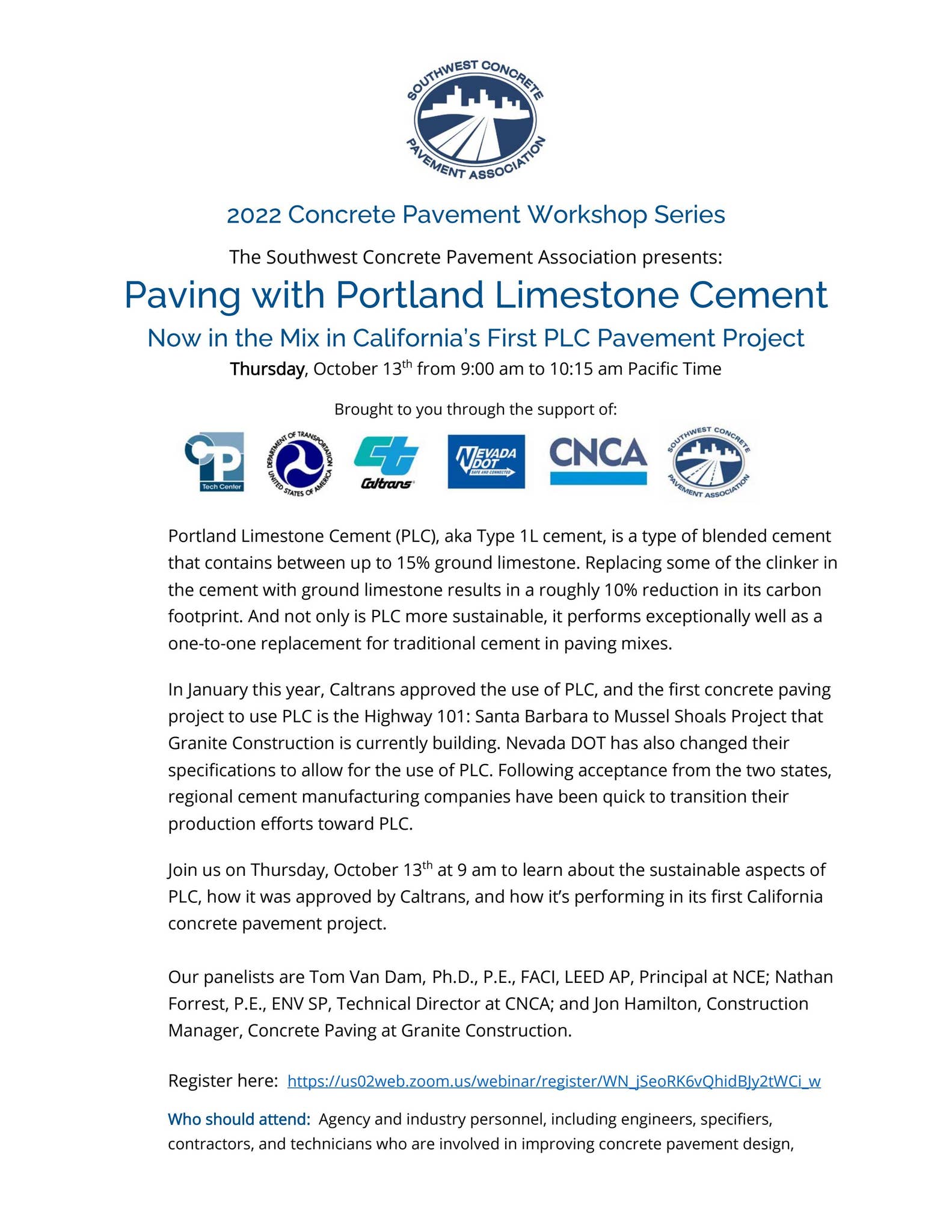 SWCPA - Paving With Portland Limestone Cement by California Nevada ...