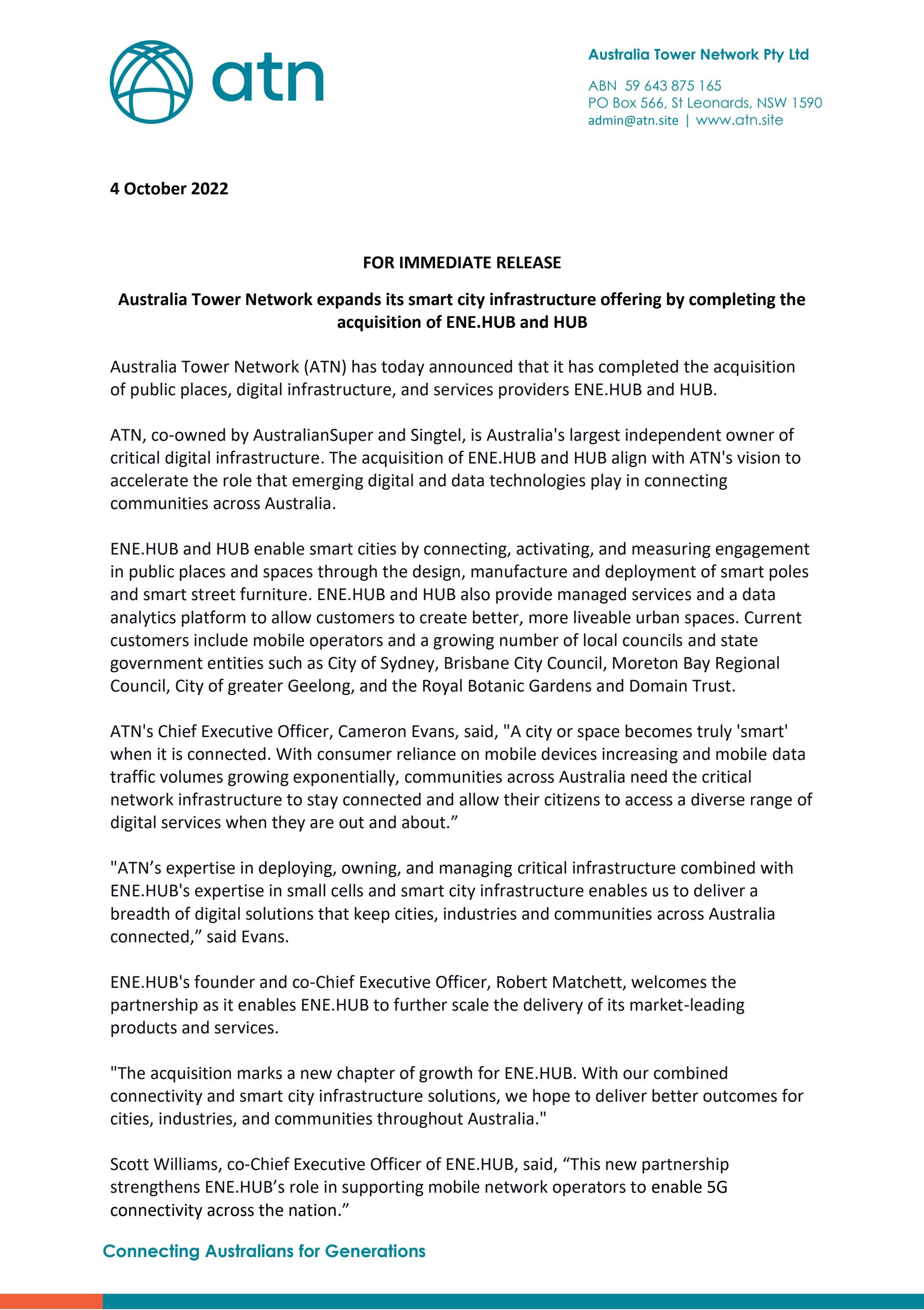 Australia Tower Network Acquisition of ENE.HUB and HUB by HUB Group - Issuu