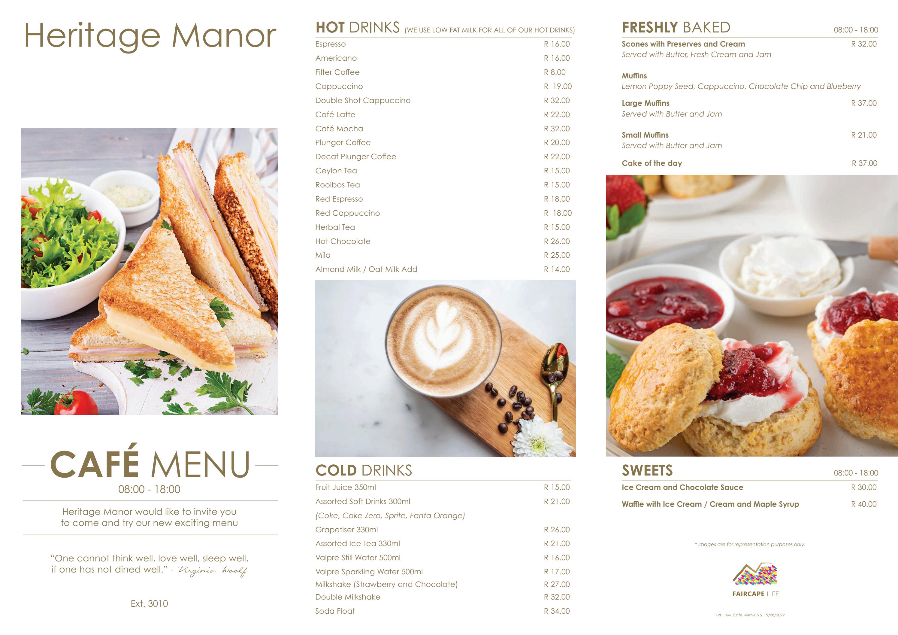 Heritage Manor Café Menu by Faircape-Group - Issuu