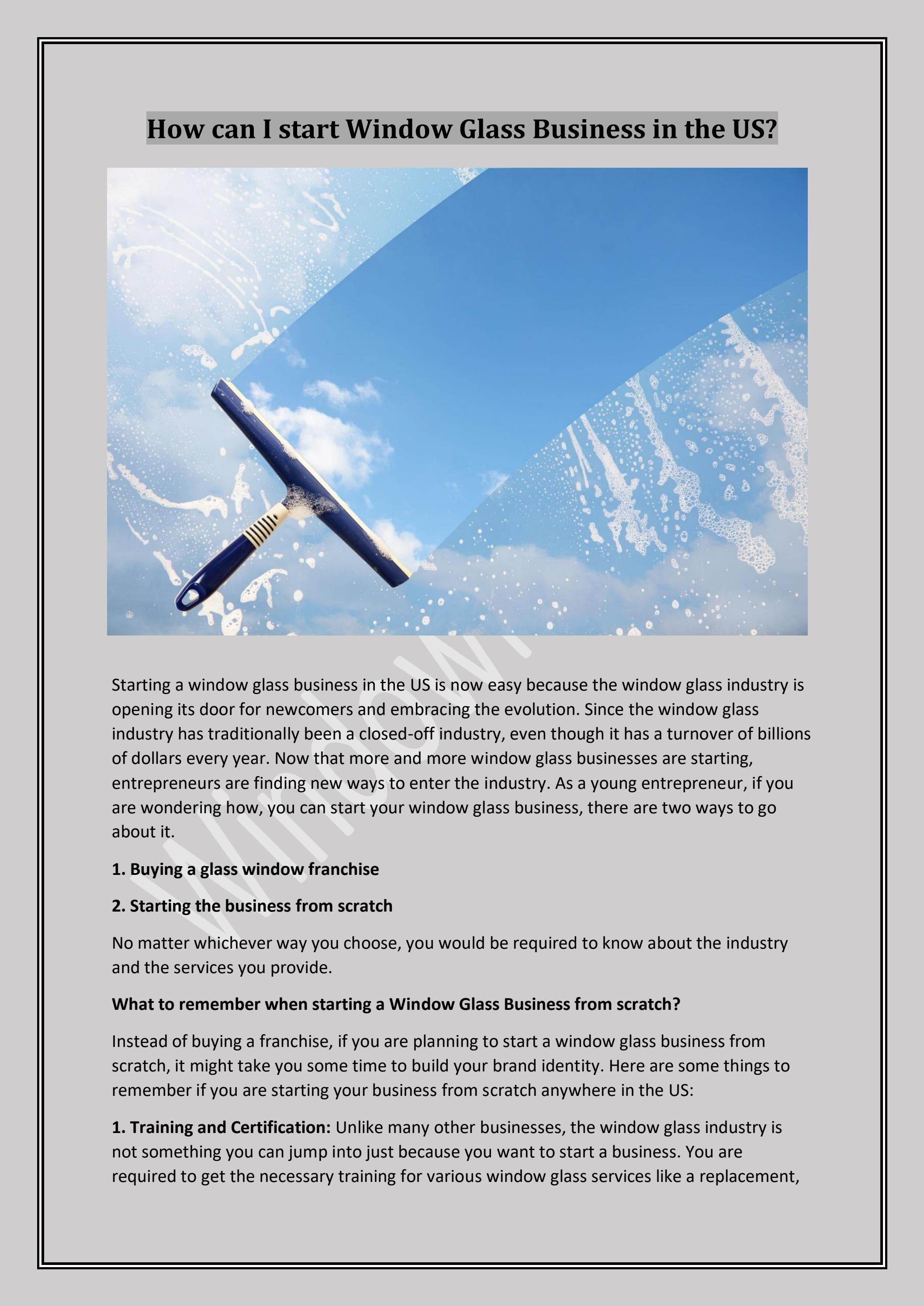 How can I start Window Glass Business in the US? by Window medics - Issuu